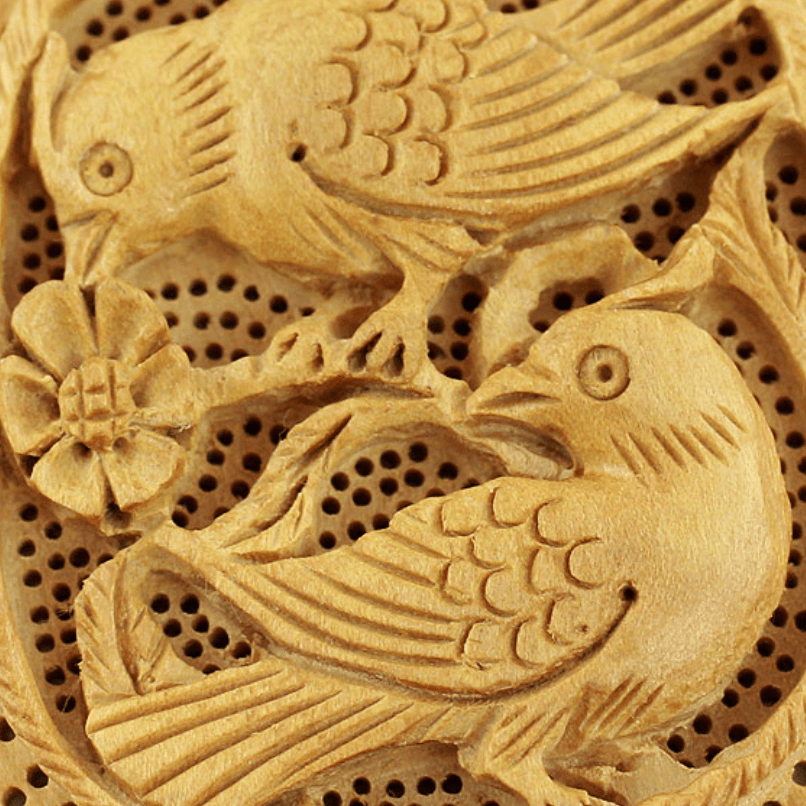Handcrafted Wood Jali Necklace - Playful Birds – GlobeIn