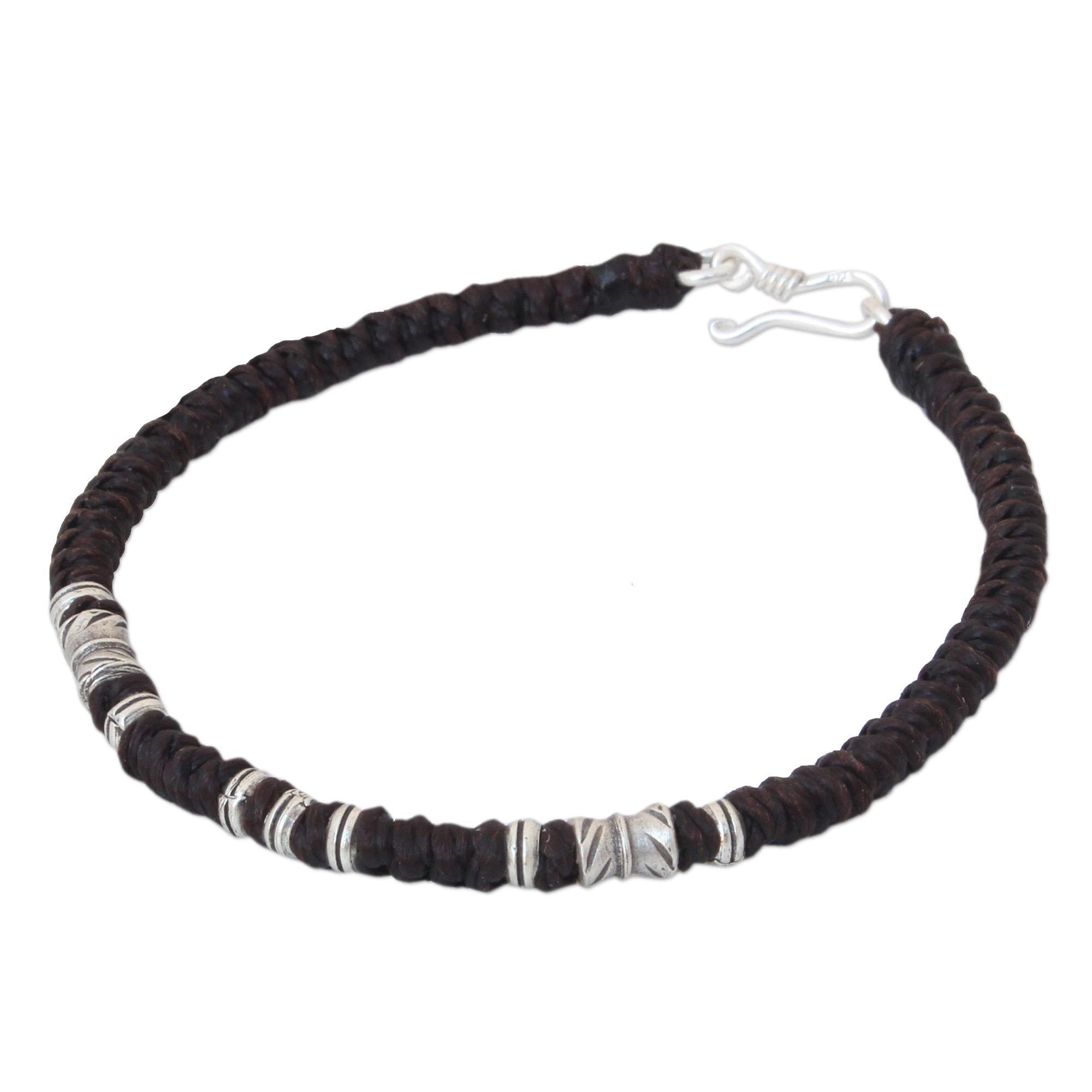 Handmade Silver Braided Bracelet from Thailand - Hill Tribe Heritage ...