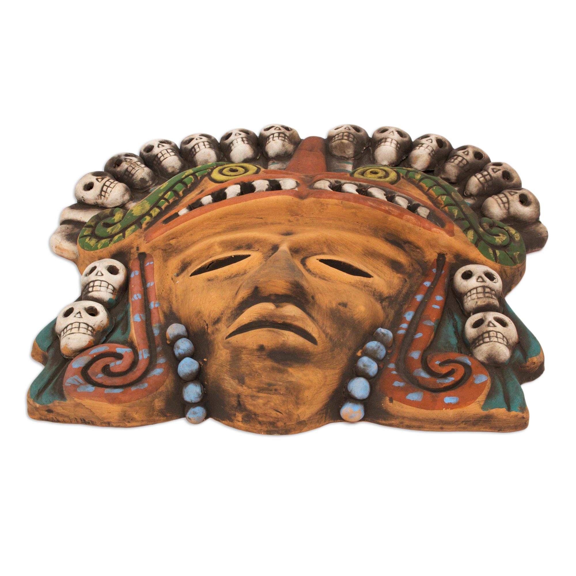 Mexican Ceramic Pre-Hispanic Mask with Skulls - Quetzalcoatl Death Dan ...