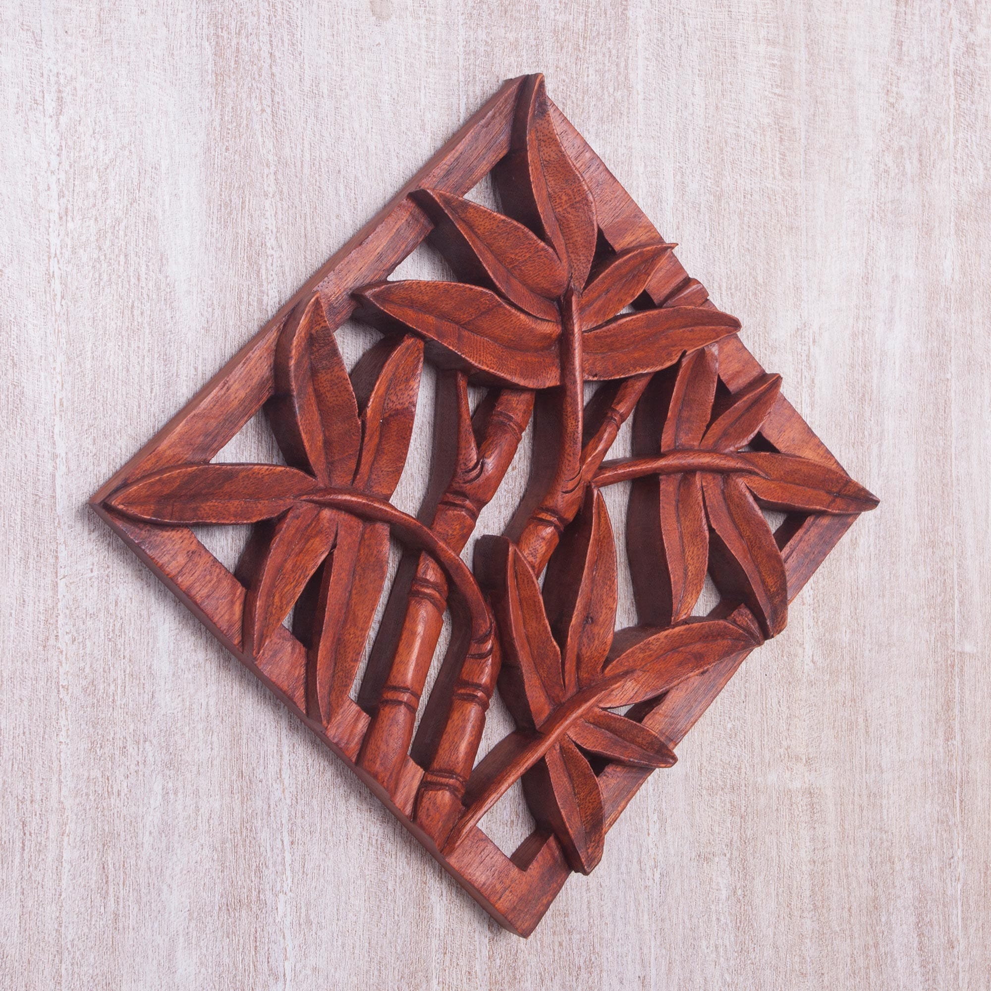 Hand-Carved Suar Wood Relief Panel of Bamboo from Bali - Bamboo Copse ...