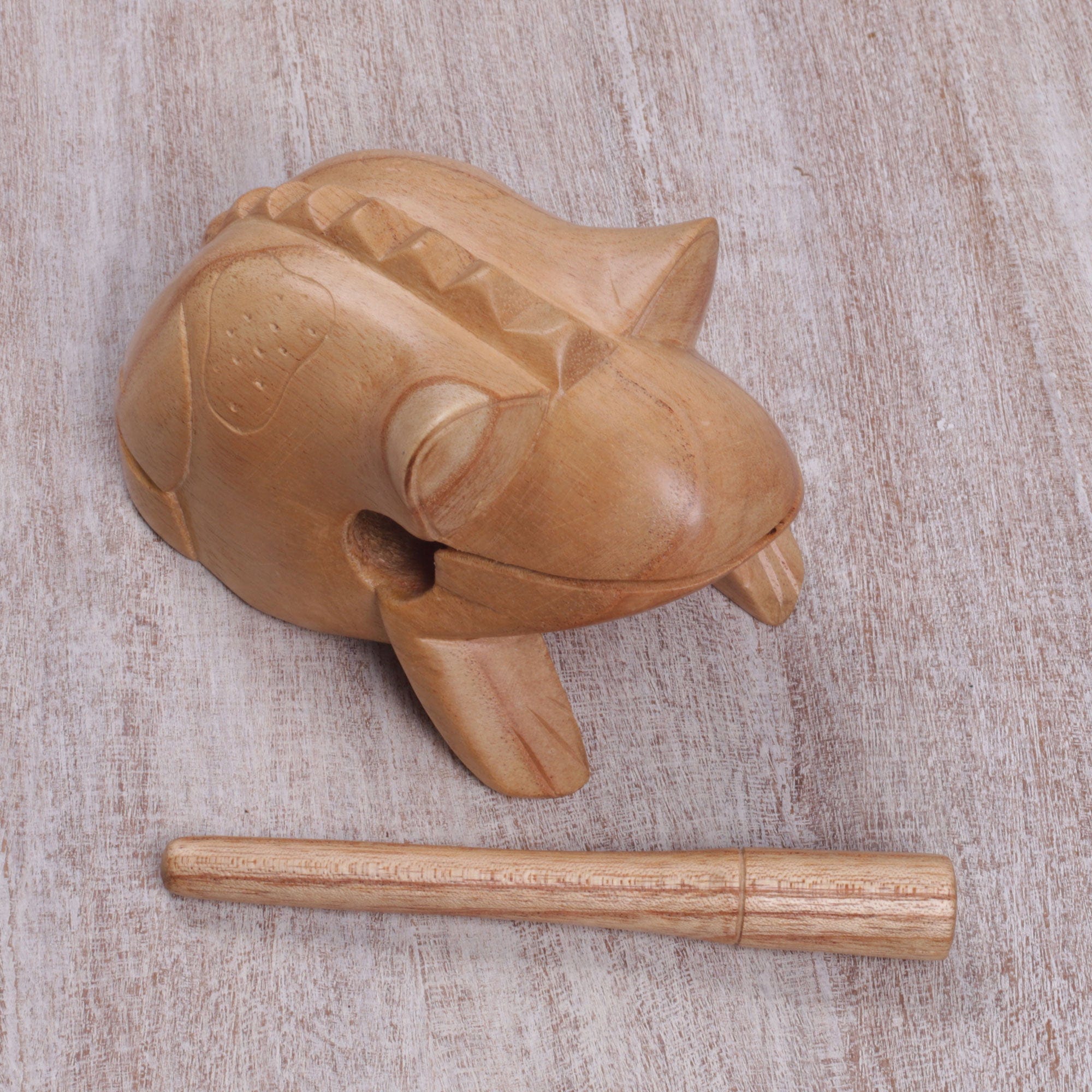 Hand Carved Balinese Toad Suar Wood Percussion Instrument - Croaking M ...