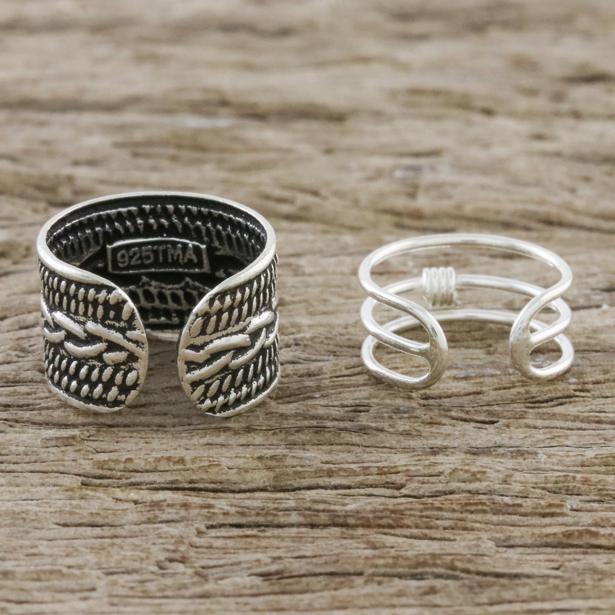 Braid Motif Sterling Silver Ear Cuffs from Thailand - Ties That Bind ...