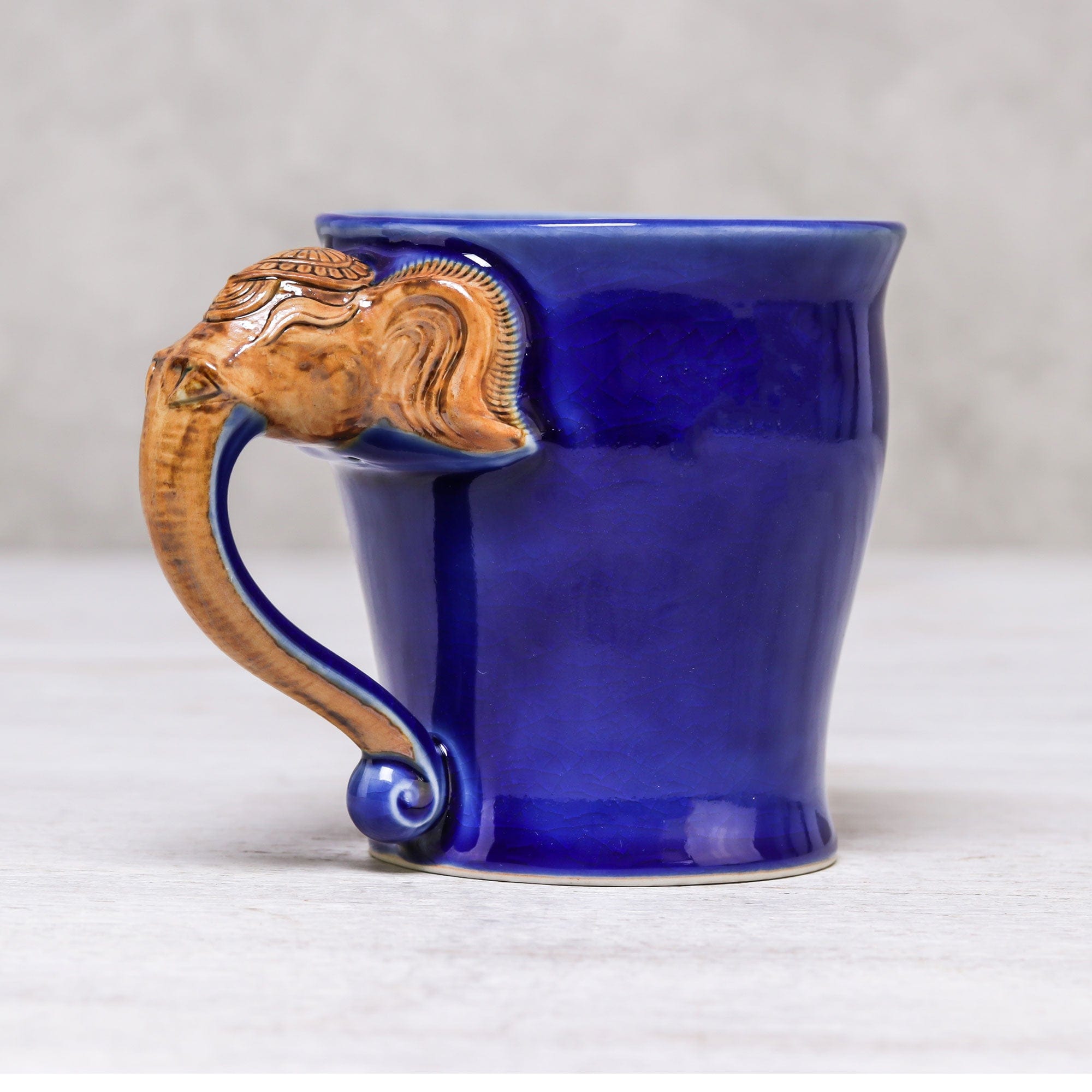 Celadon Ceramic Elephant Mug in Blue from Thailand (10 oz.) - Elephant ...