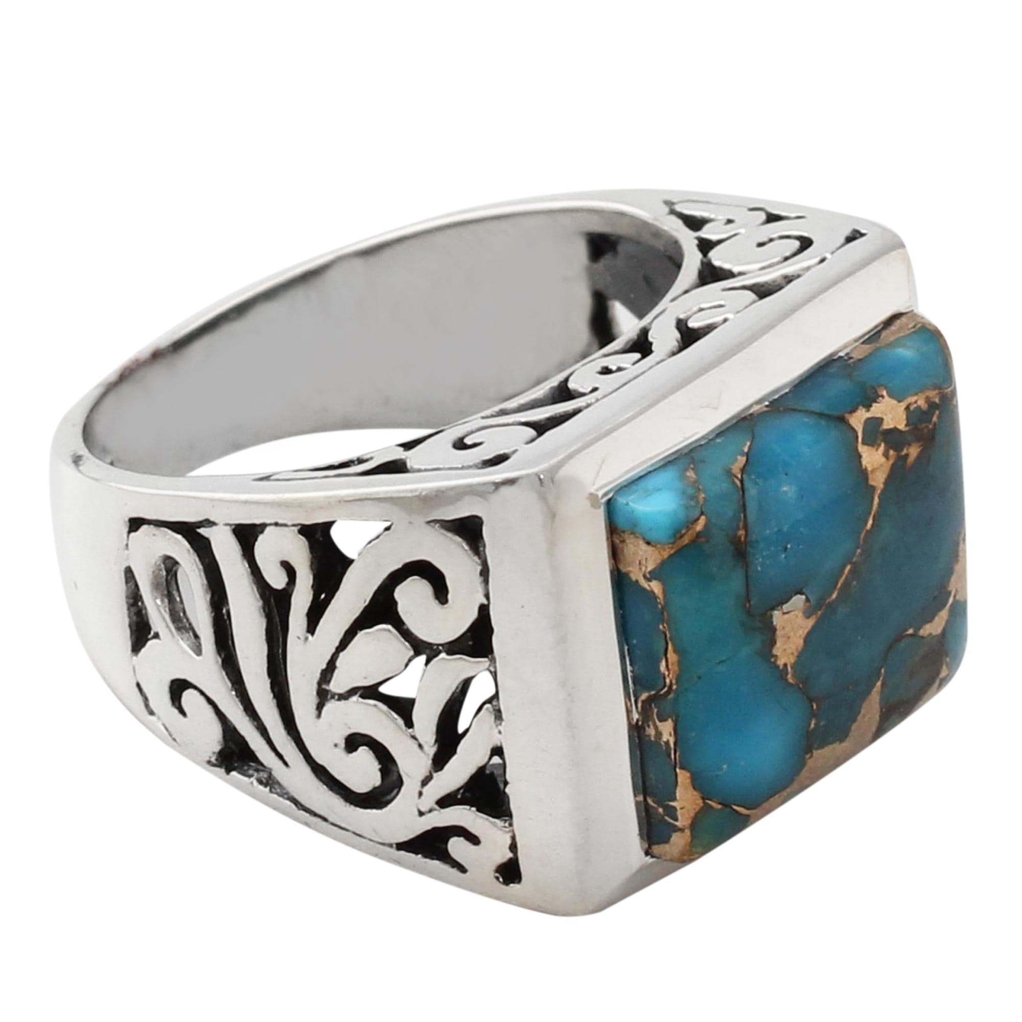 Hand Crafted Sterling Silver Composite Turquoise Ring - Fascination ...