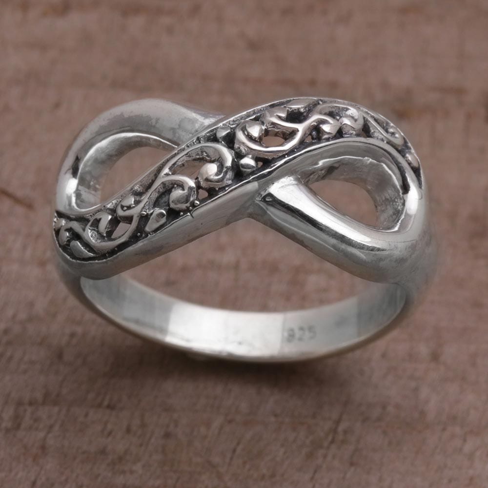 Hand Crafted Sterling Silver Infinity Symbol Ring from Bali - Tangled ...