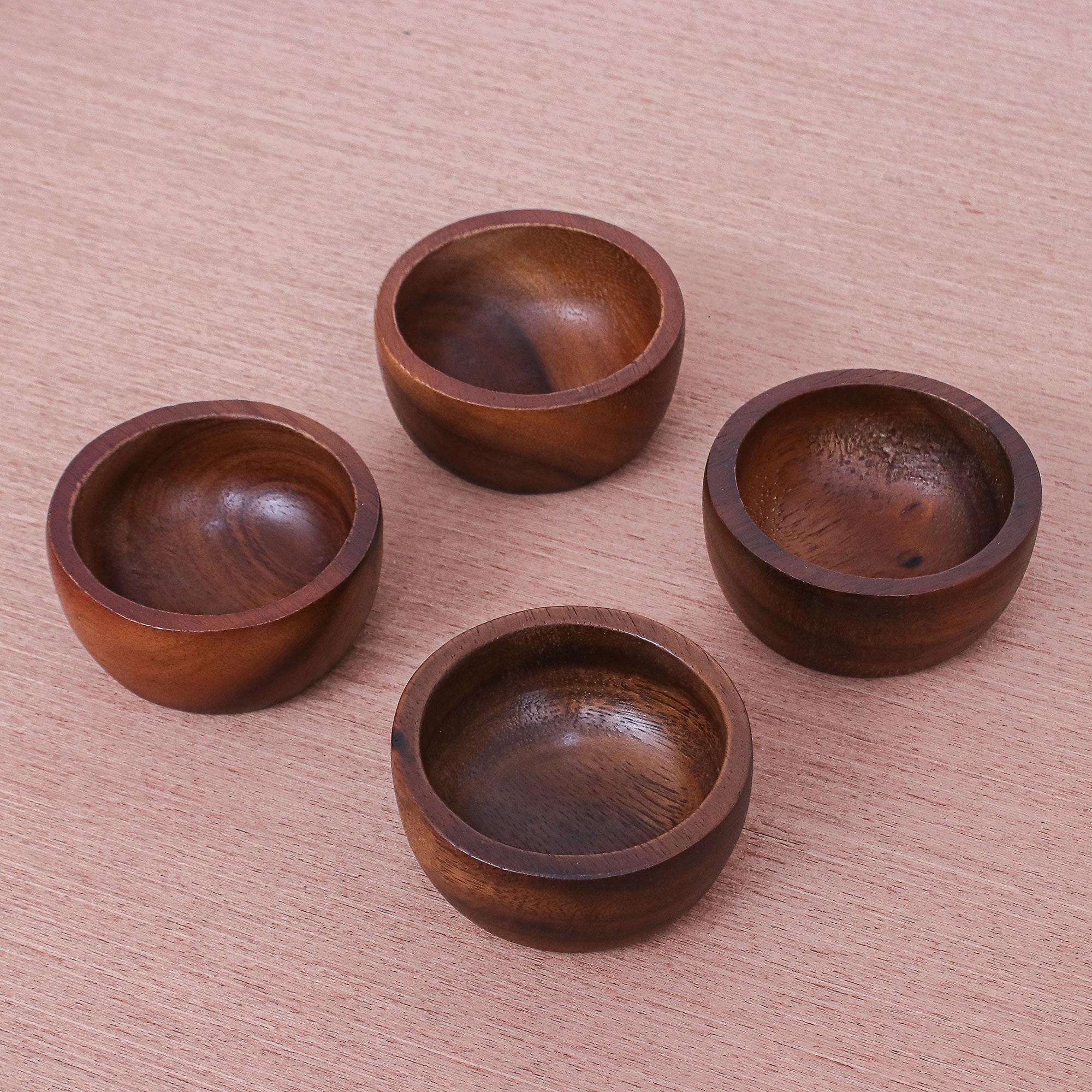 Hand Made Raintree Wood Snack Bowls (Set of 4) - Afternoon Snack – GlobeIn