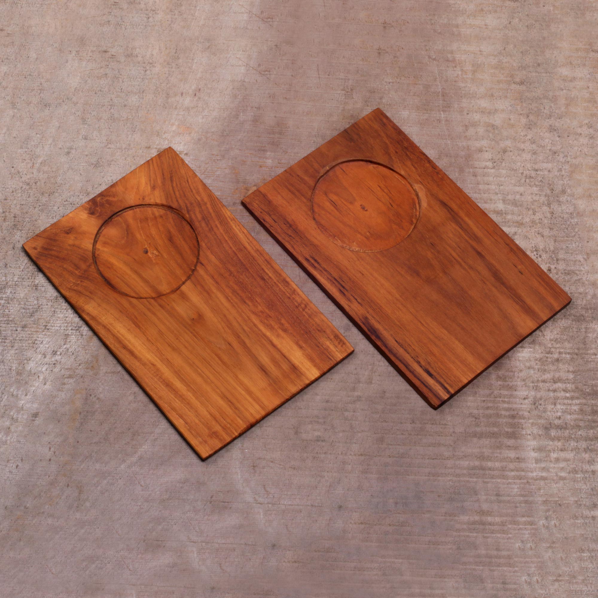 Hand Made Light Brown Wood Trays from Indonesia (Pair) - Clock Tower ...