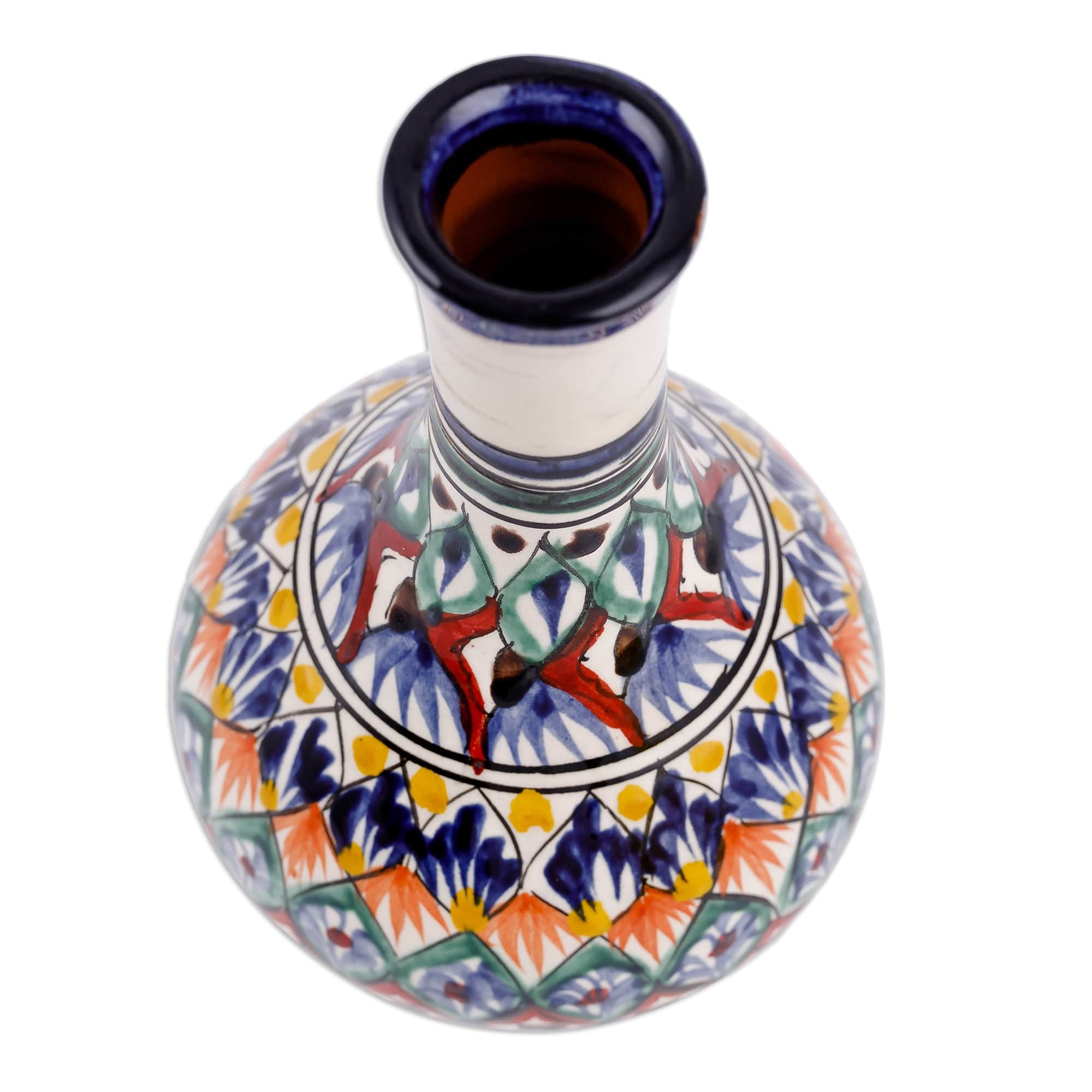Hand-Painted Royal Blue Glazed Ceramic Bottle Vase - Royal Blue Desire ...