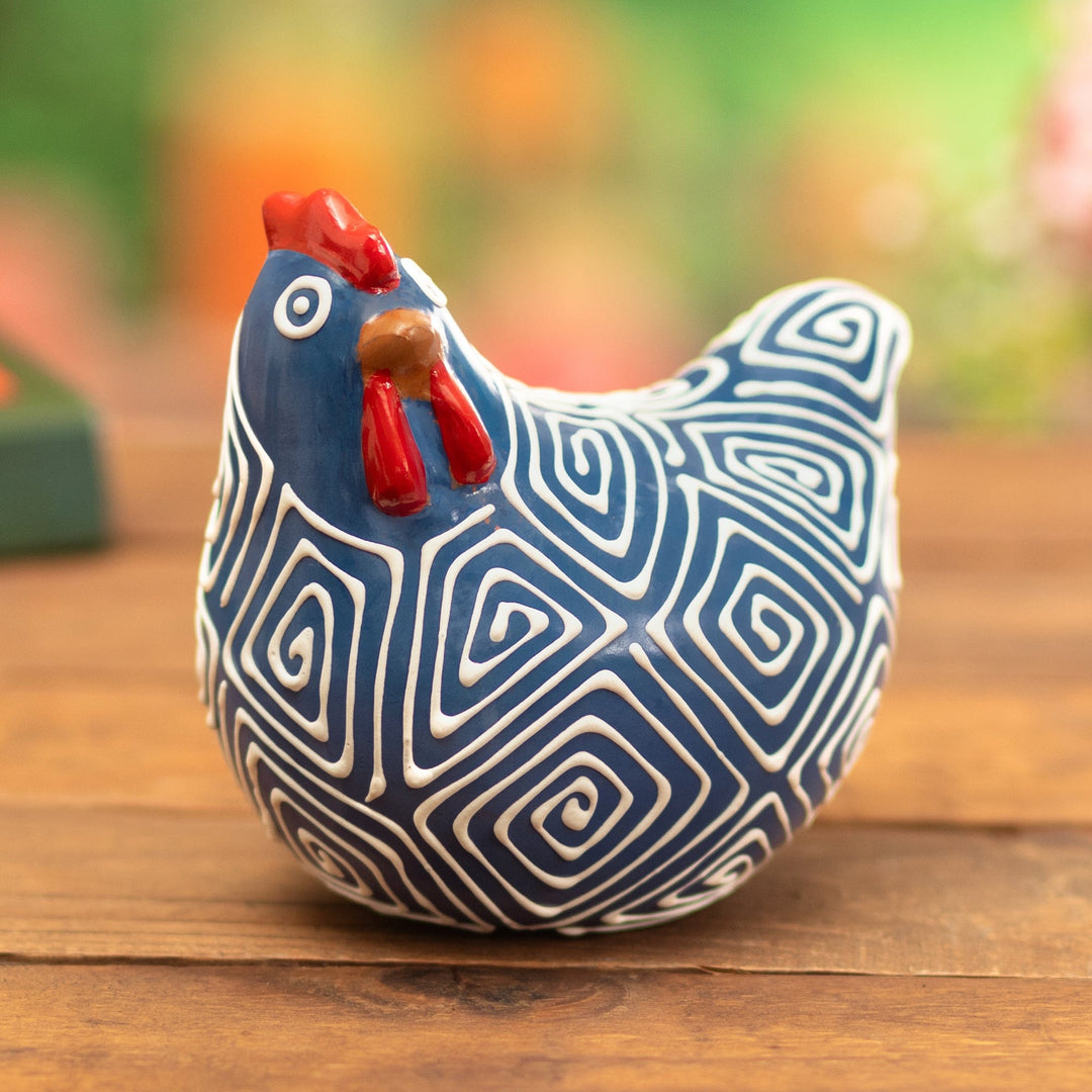 Ceramic Hen Sculpture - Blue – GlobeIn