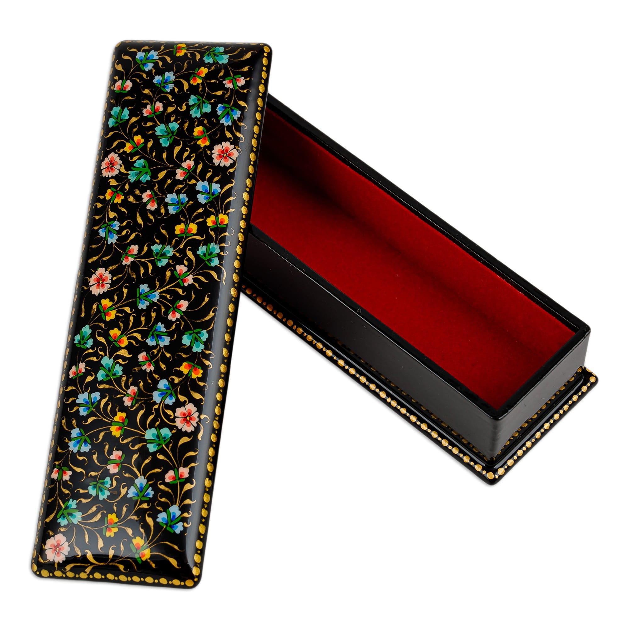 Hand-Painted Floral Papier Mache Jewelry Box from Uzbekistan - Floral ...