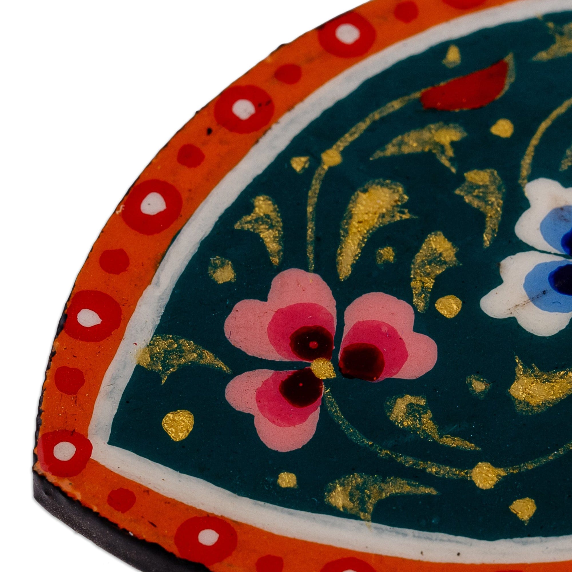 Lacquered Hand-Painted Oval Papier Mache Floral Magnet - Blossoming Ov ...