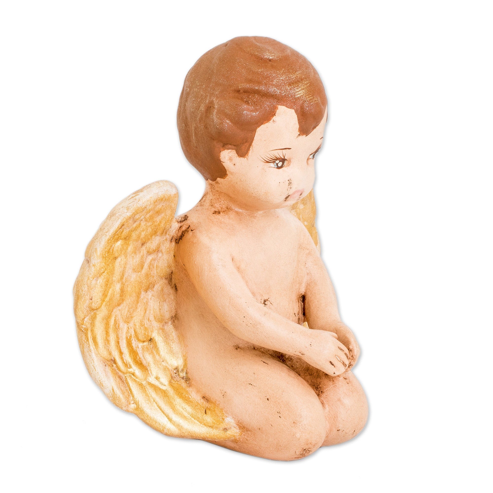 Hand-Painted Golden Ceramic Sculpture of Little Cherub - Cherub of Pro ...