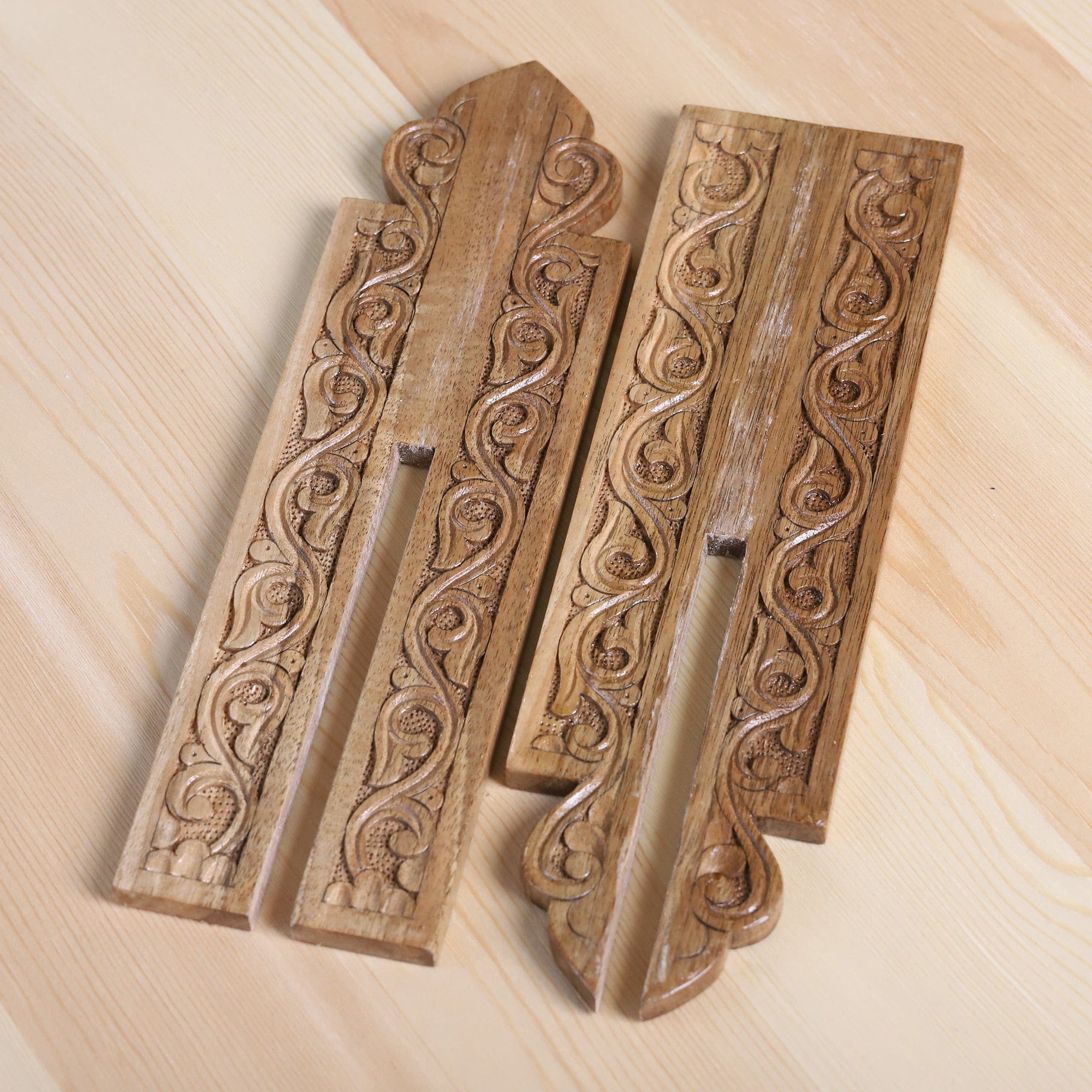 Hand-Carved Leafy Minaret-Shaped Walnut Wood Home Accent - Minaret's E ...