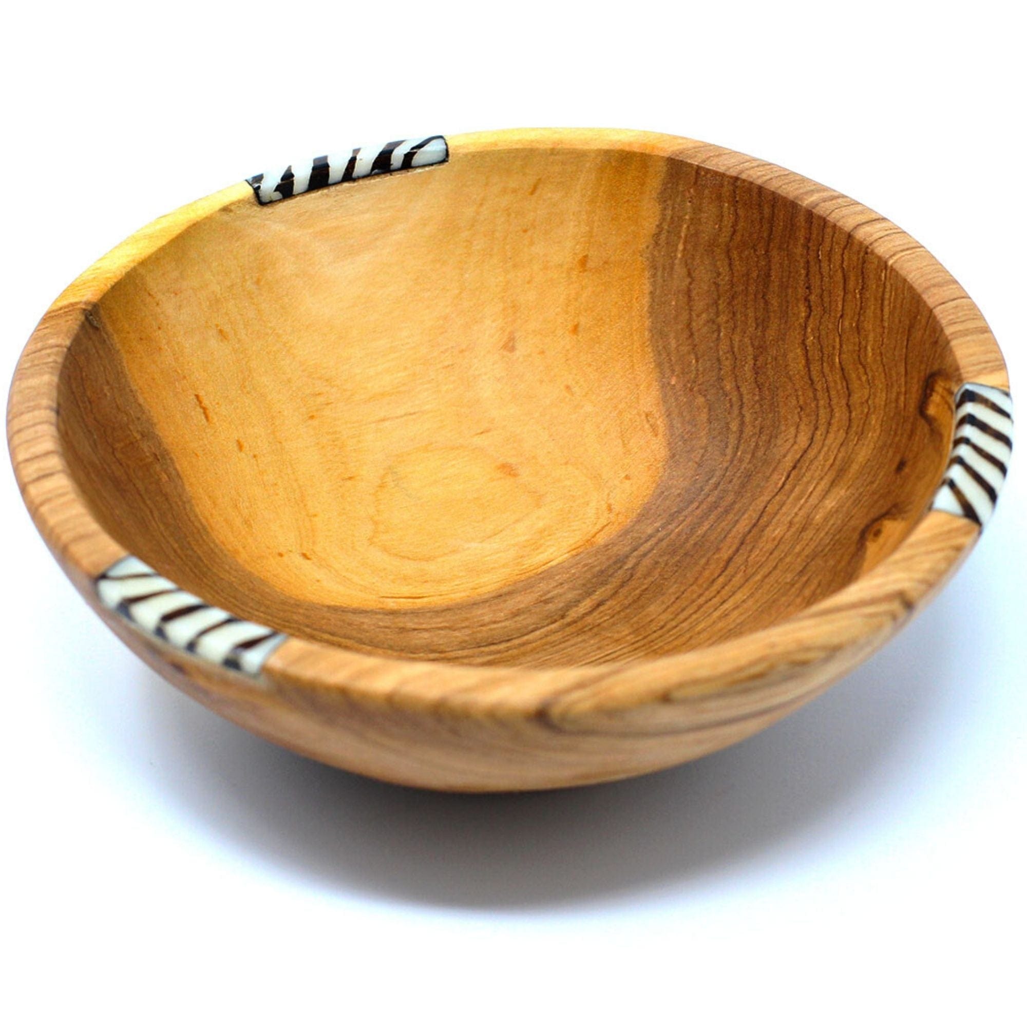 Rustic Olive Wood Bowl with Batik Bone Inlay - 9 inch – GlobeIn