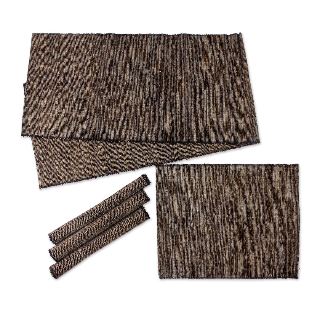 Natural Fiber Table Runner and Placemats (Set of 4) - Nature of Black ...