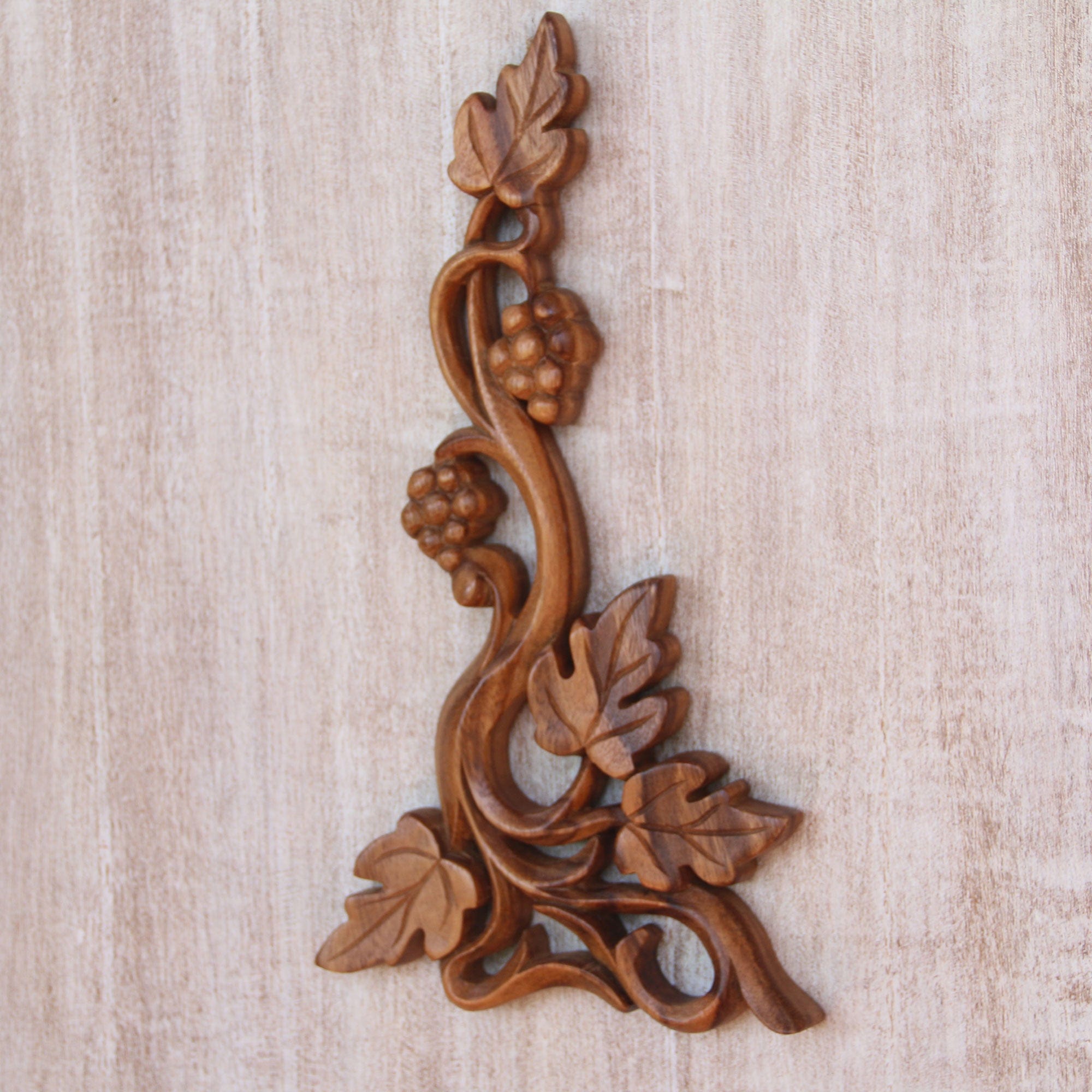 Suar Wood Grape Vine Relief Panel from Bali - Grape Vine – GlobeIn