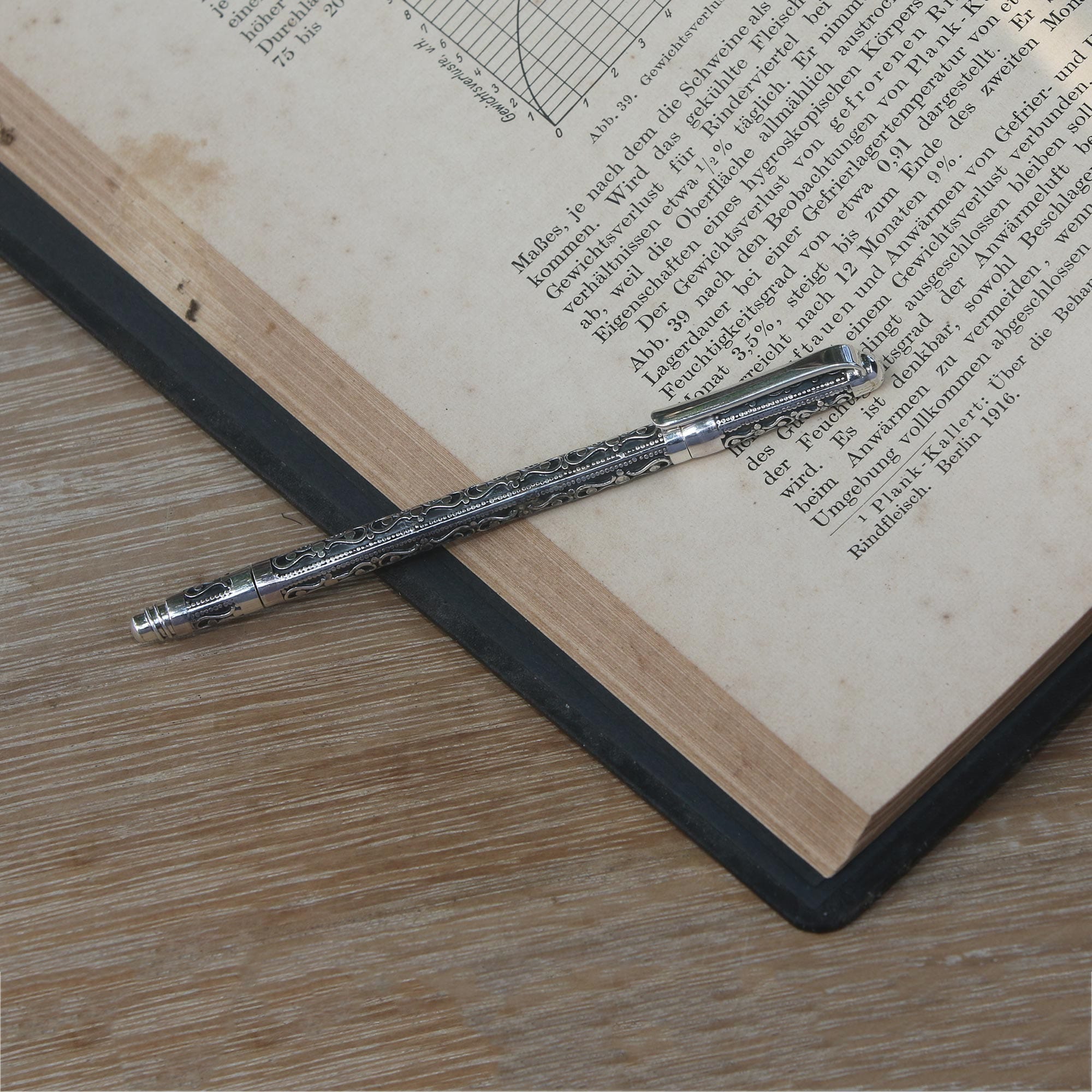 Handmade Sterling Silver Ballpoint Writing Pen - Tulis Vines – GlobeIn