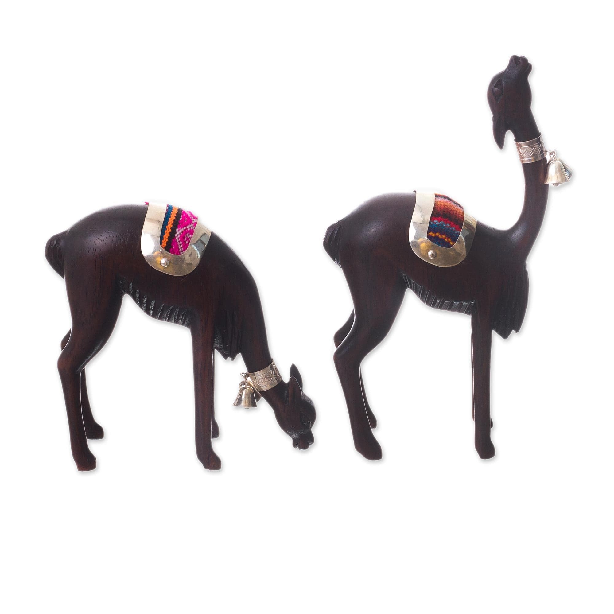 Silver and Cedar Wood Vicuña Figurines (Pair) - Elegant Vicuñas – GlobeIn