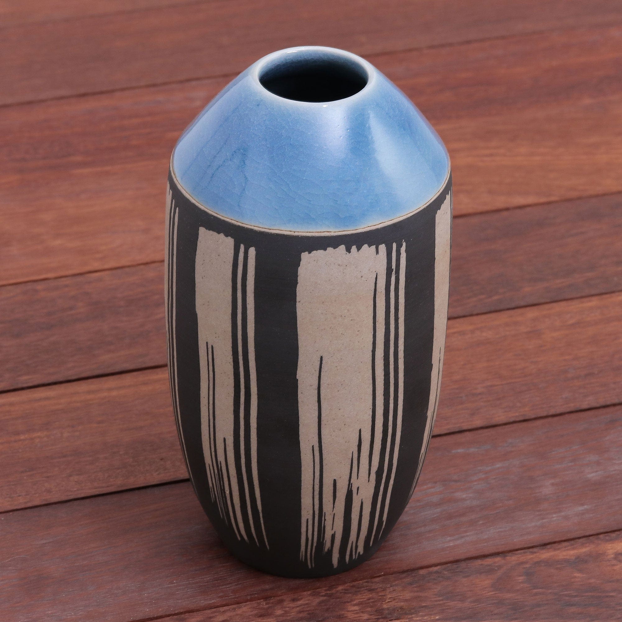 Modern Celadon Ceramic Vase from Thailand - Modern Garden – GlobeIn