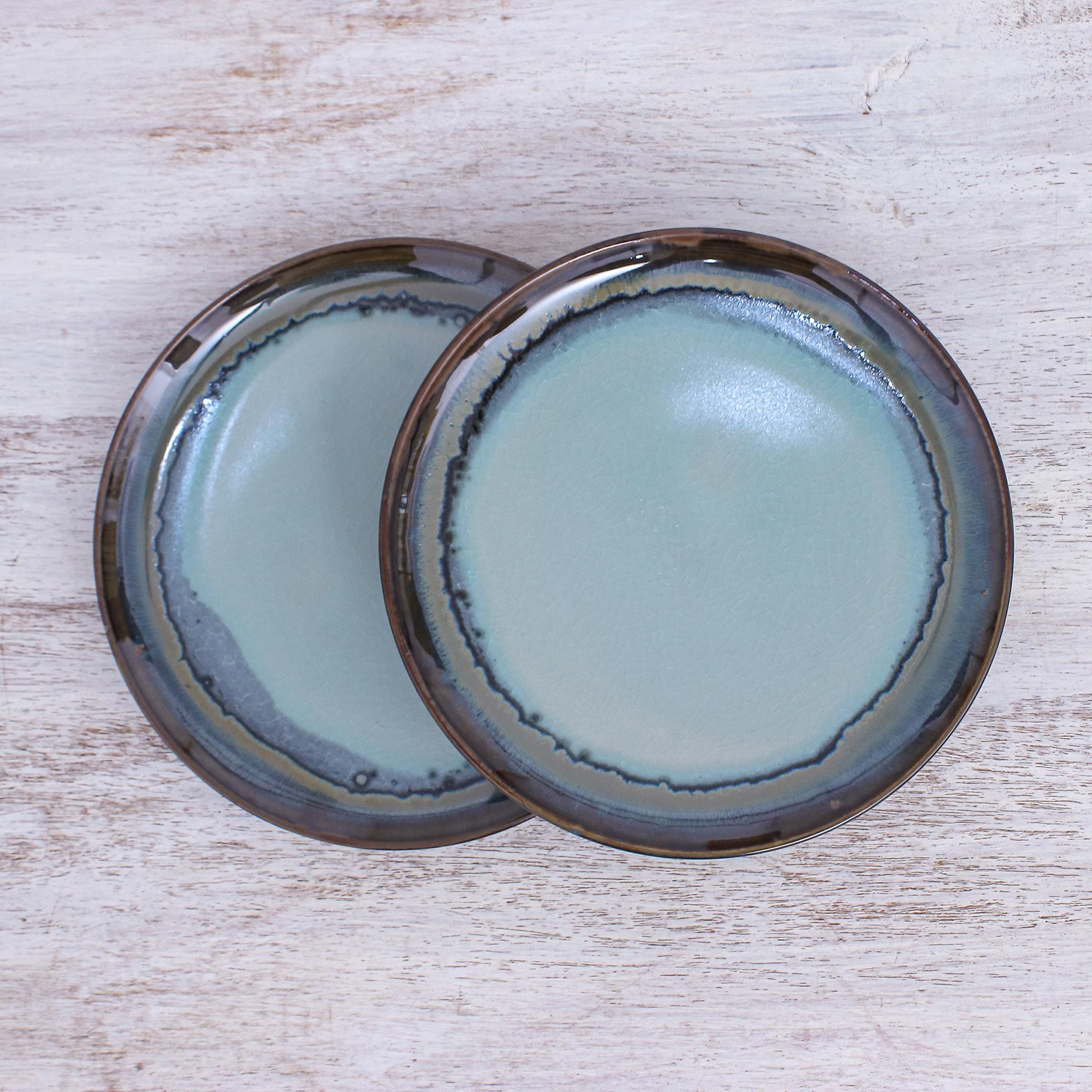 Hand Made Indigo Ceramic Salad Plates (Pair) - Blue Crush – GlobeIn