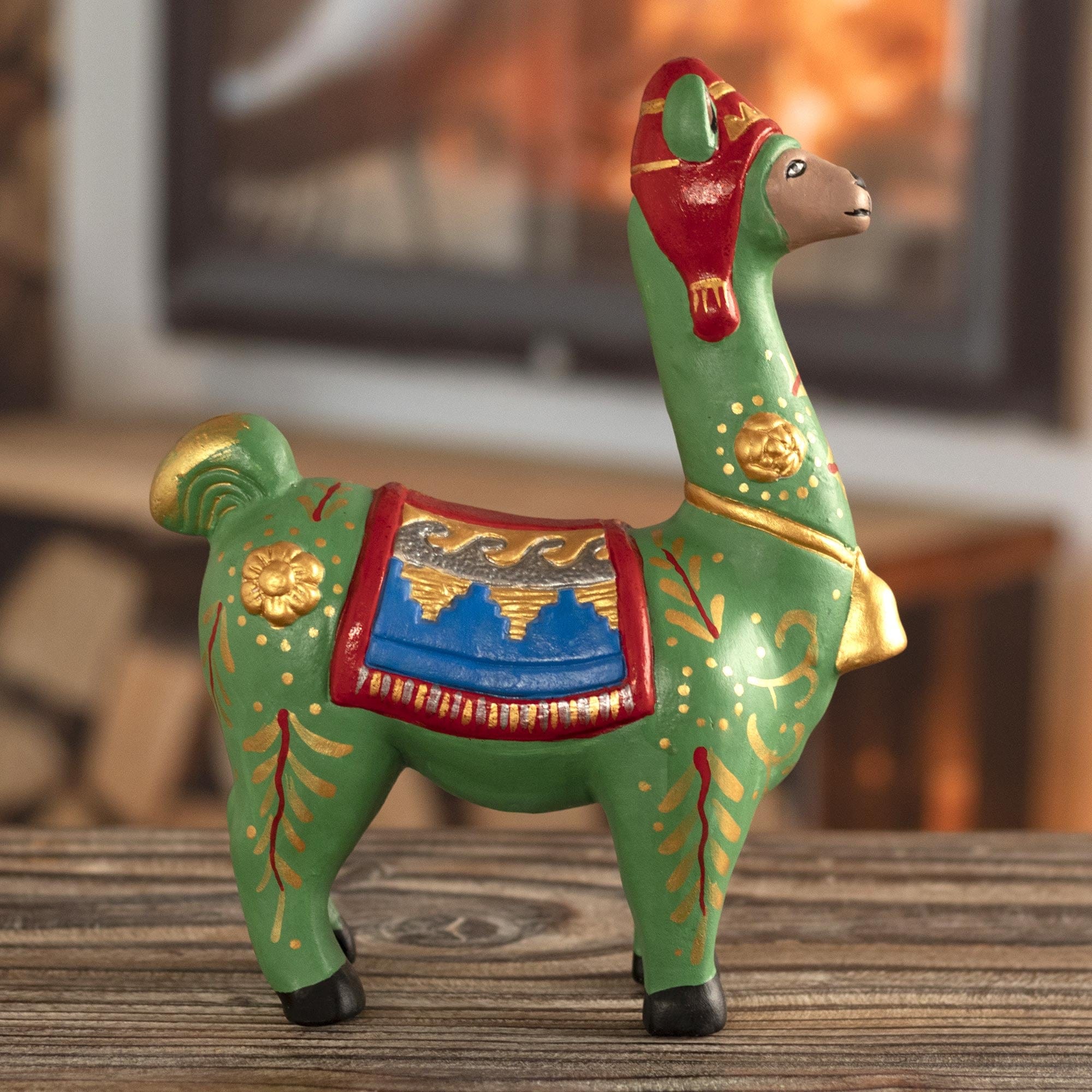 Christmas Motif Llama Sculpture - Holiday Llama in Green – GlobeIn