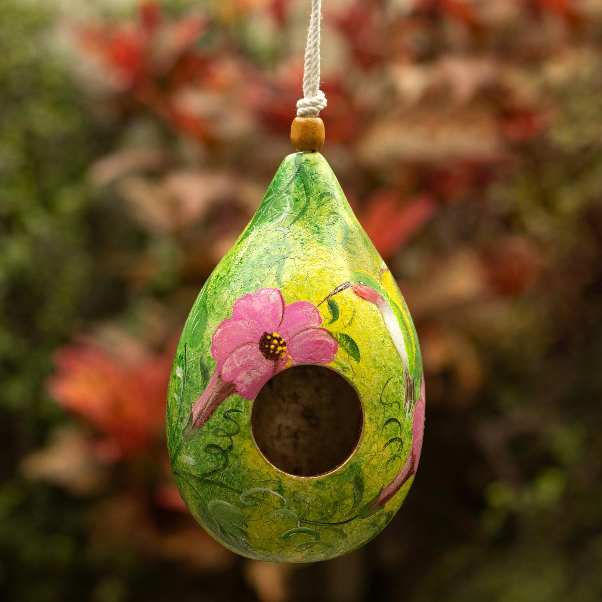 Hummingbird-Themed Green Dried Gourd Bird House from Peru - Hummingbir ...