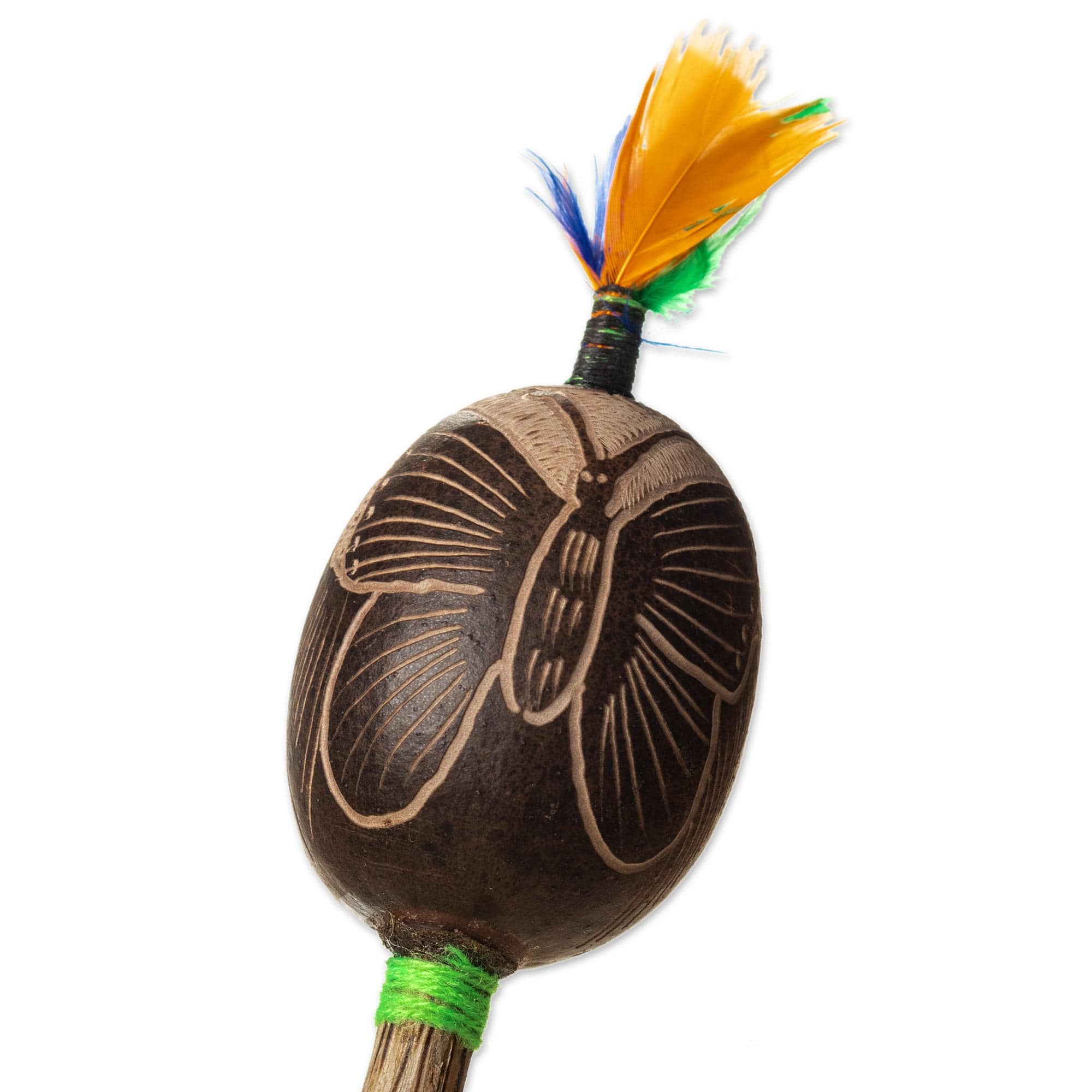 Handcrafted Gourd Mini Maracas with Feather (Pair) - Sacred Butterfly ...