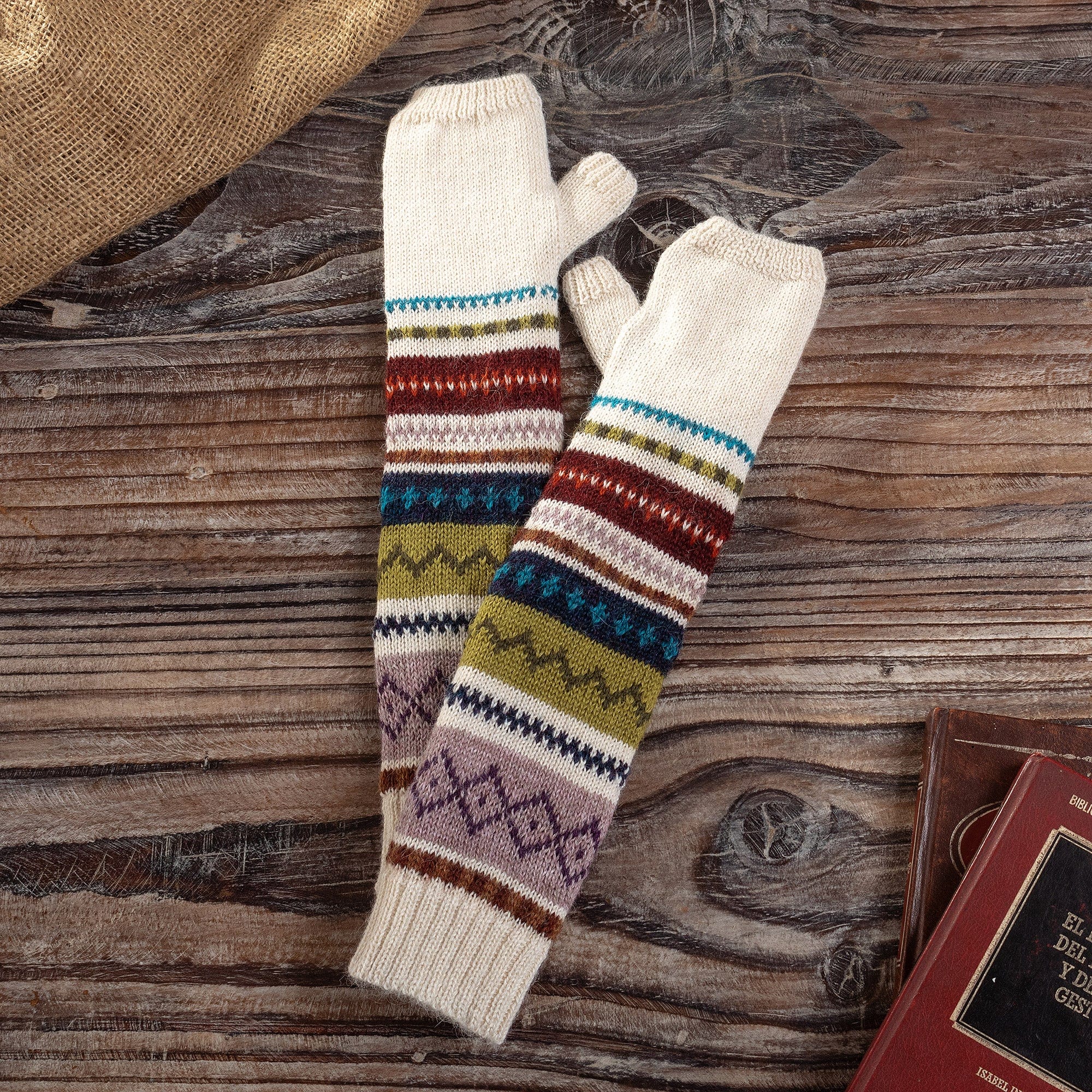 Colorful Peruvian 100% Baby Alpaca Fingerless Mittens - Among Colors ...