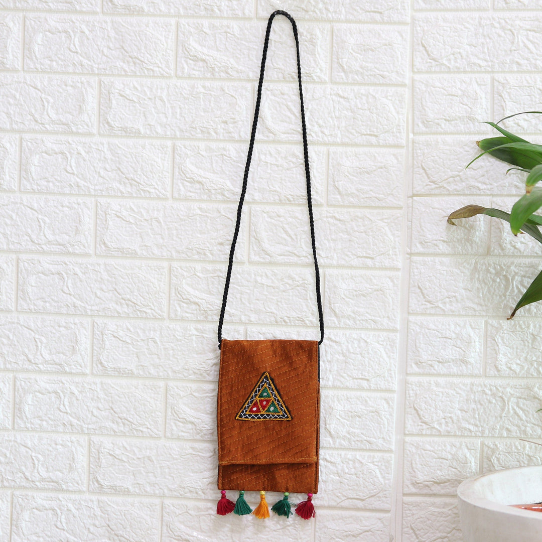 Ginger Embroidered Sling with Geometric Motifs - Ginger Triangle – GlobeIn