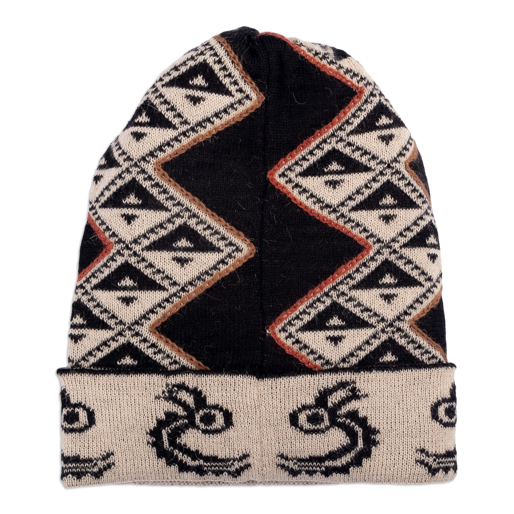 Traditional Inca Black and Beige Alpaca Blend Hat from Peru - Noble Or ...