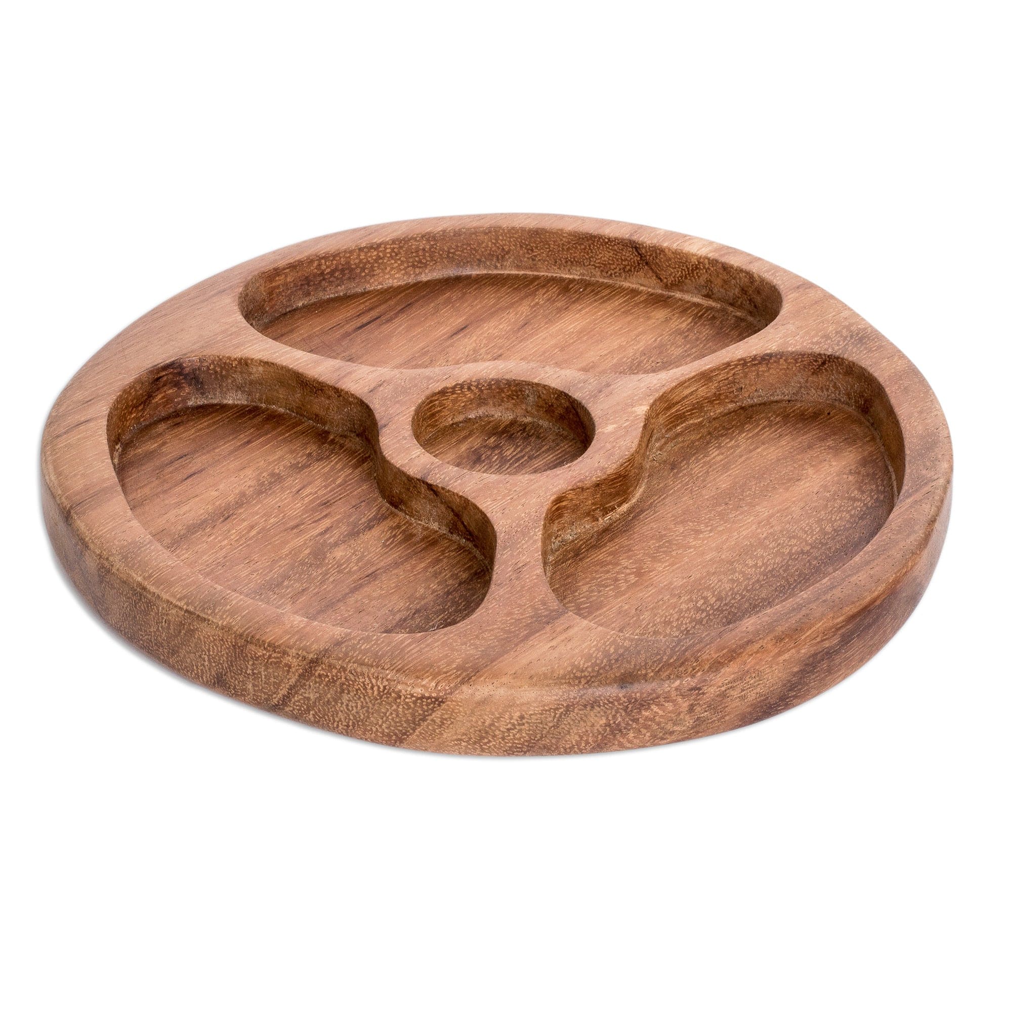 Conacaste Wood Appetizer Platter with Three Compartments - Supreme Amb ...
