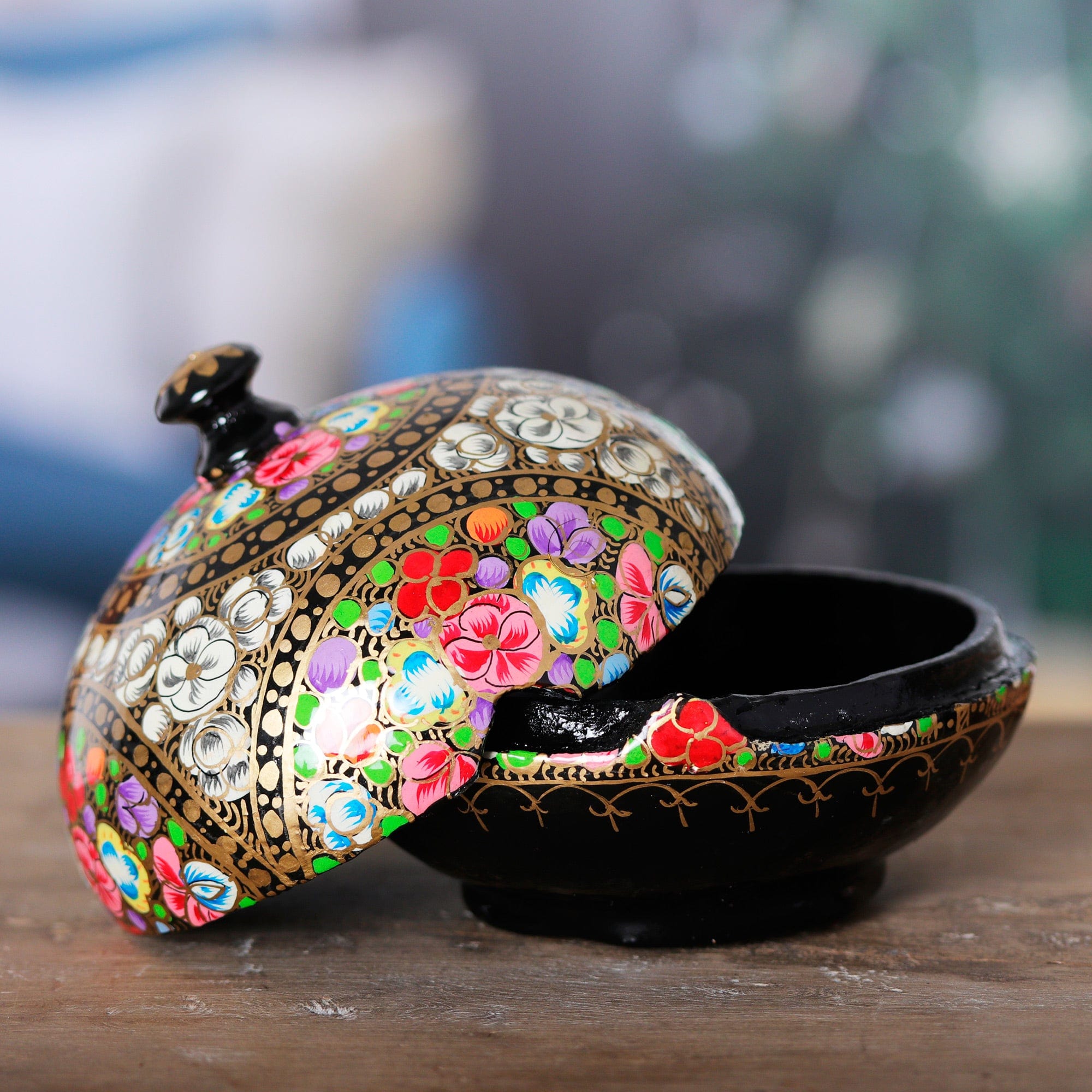 Wood and Papier Mache Decorative Box with Floral Motifs - Mesmerizing ...