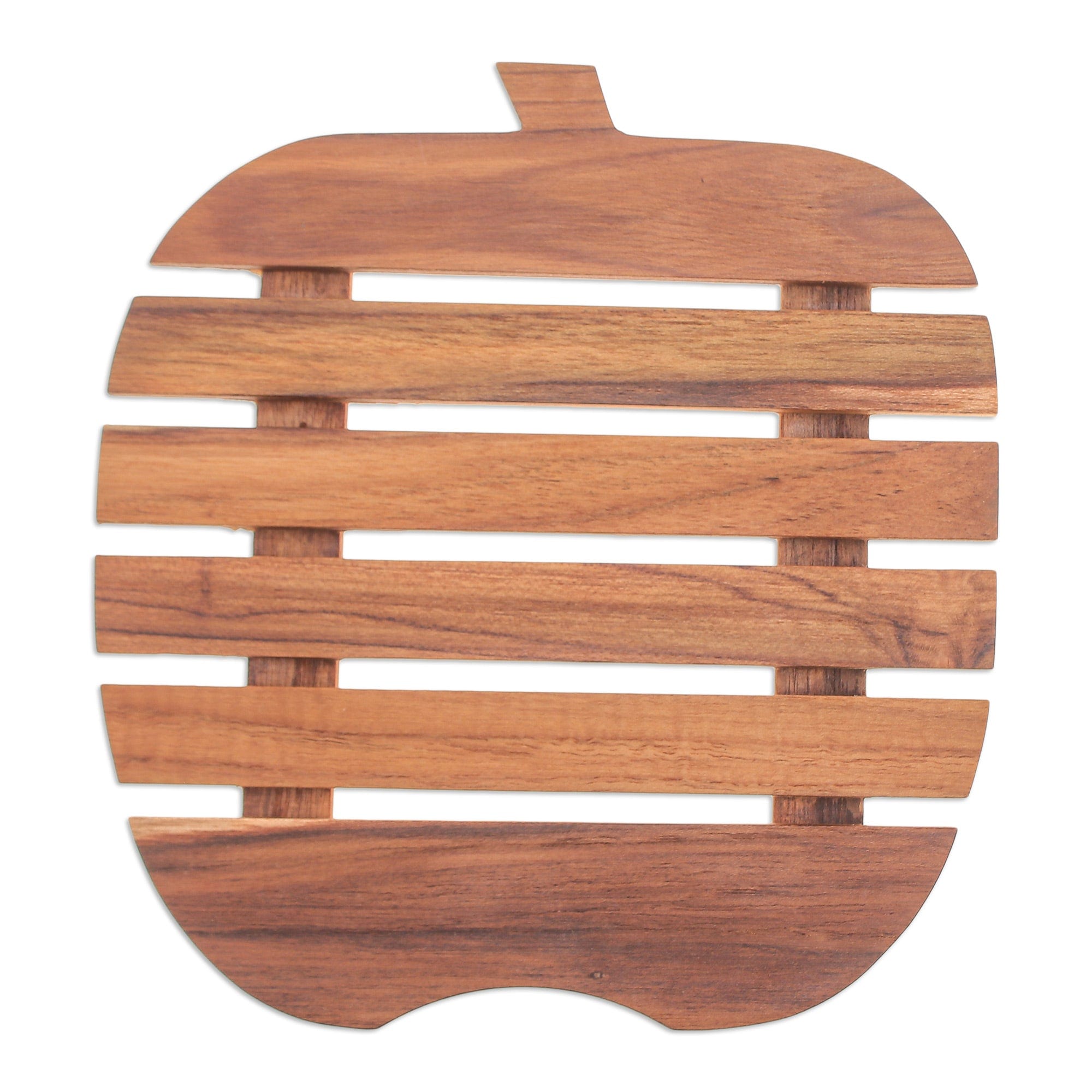 Apple-Shaped Teak Wood Pot Stand Handcrafted in Thailand - Fruitful Ba ...