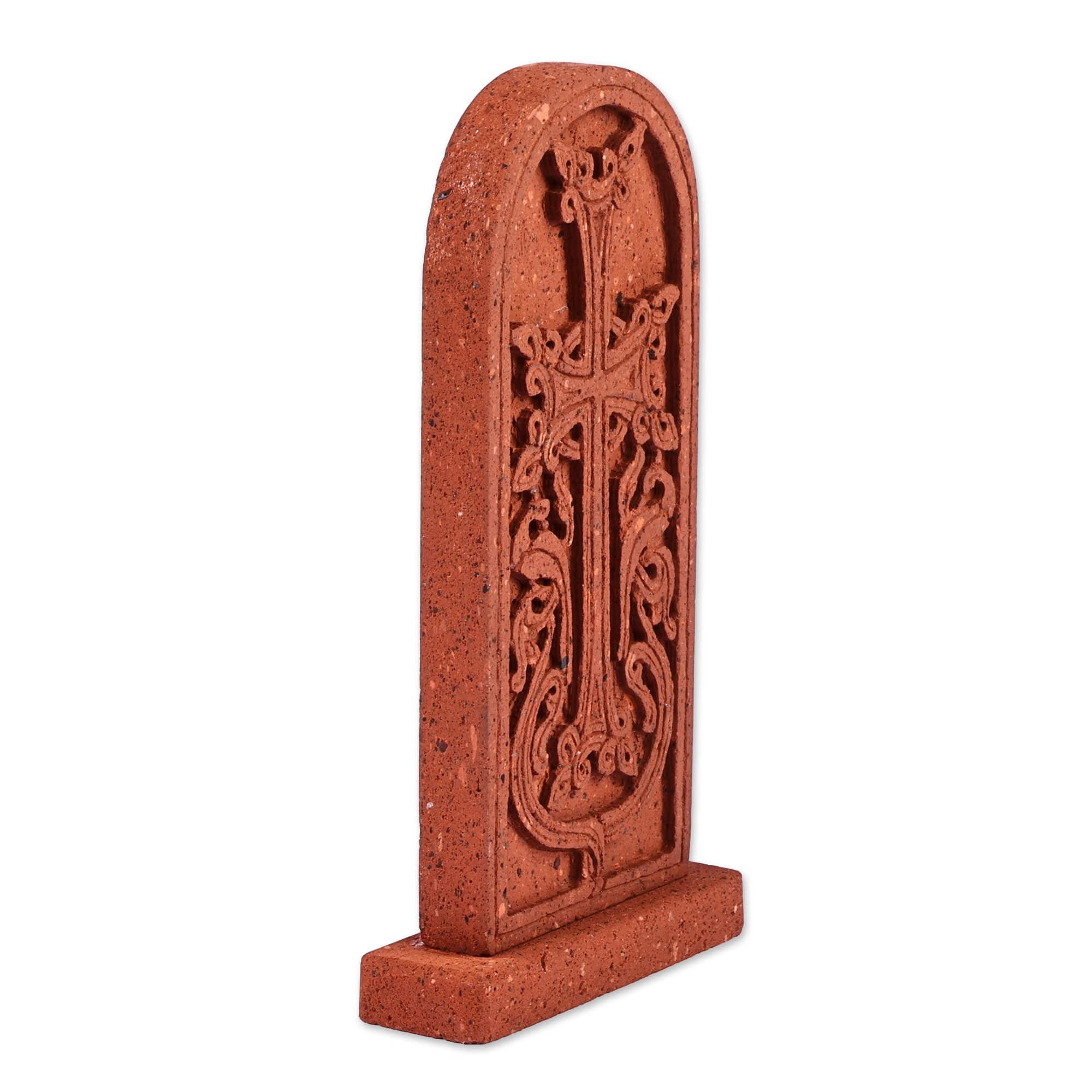 Classic Cross-Themed Tuff Stone Stela Sculpture from Armenia - Grand A ...