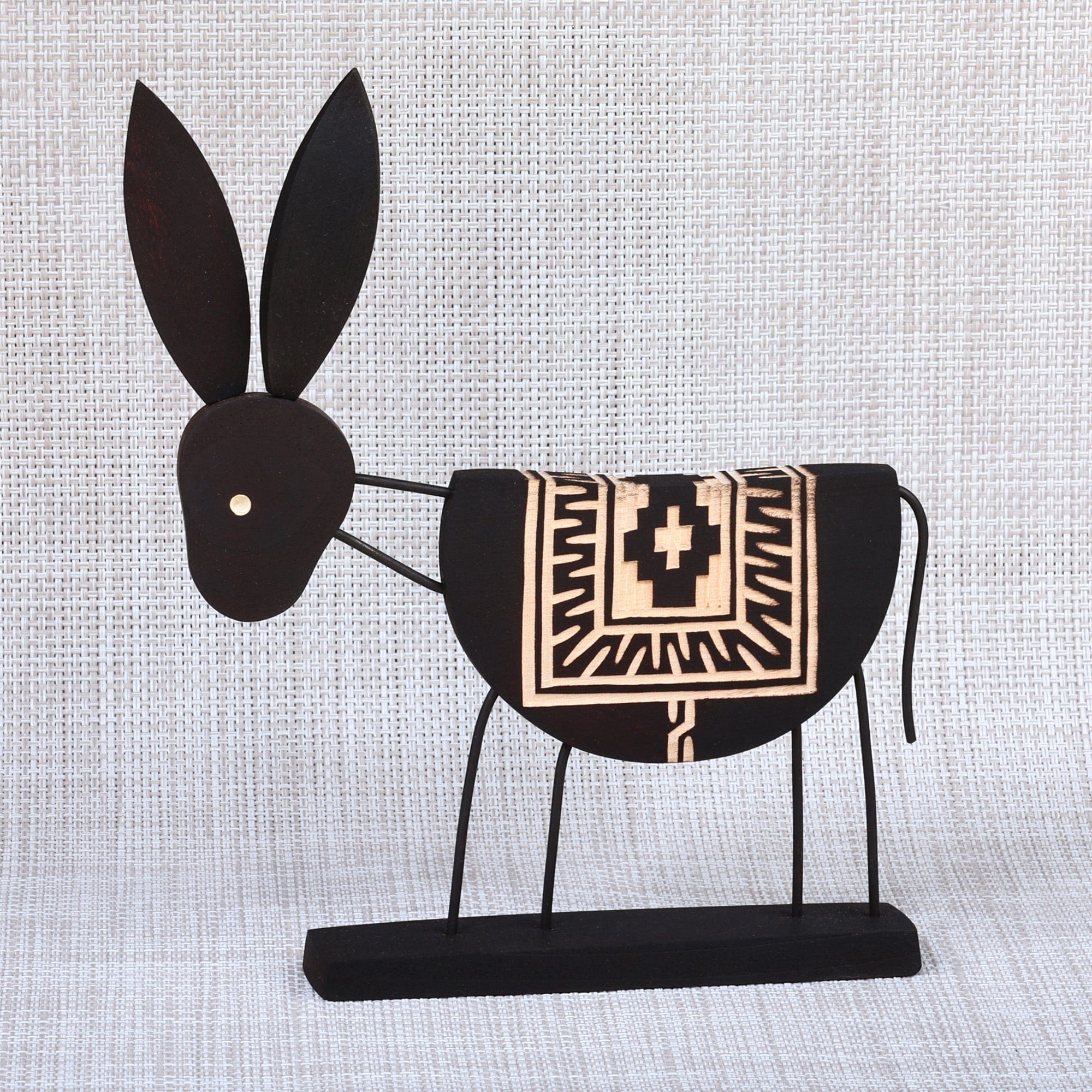 Hand-Carved Black and Brown Elm Tree Wood Donkey Sculpture - Donkey Sh ...