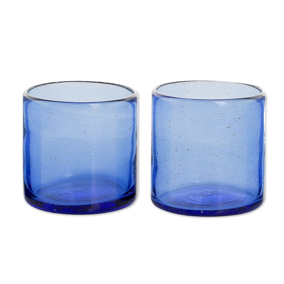 Eco-Friendly Handblown Recycled Blue Juice Glasses (Pair) - Profound B ...