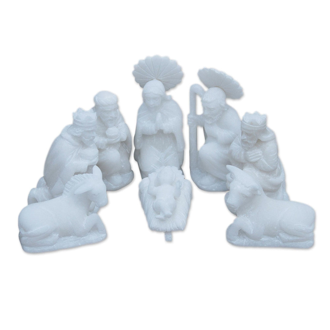 Hand Made Stone Nativity Scene Sculpture (Set of 9) - Birth in Huamang ...