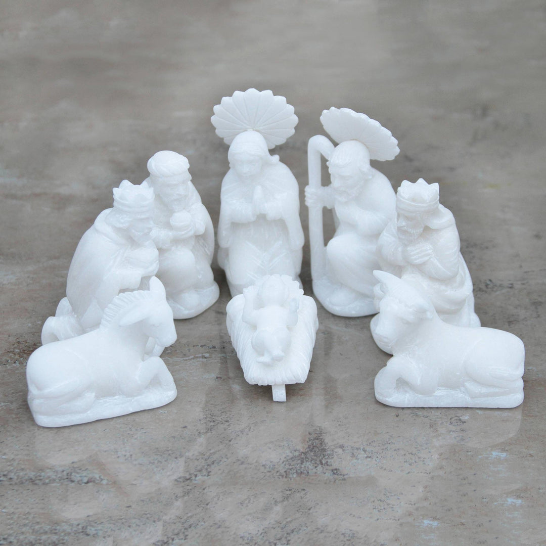 Hand Made Stone Nativity Scene Sculpture (Set of 9) - Birth in Huamang ...