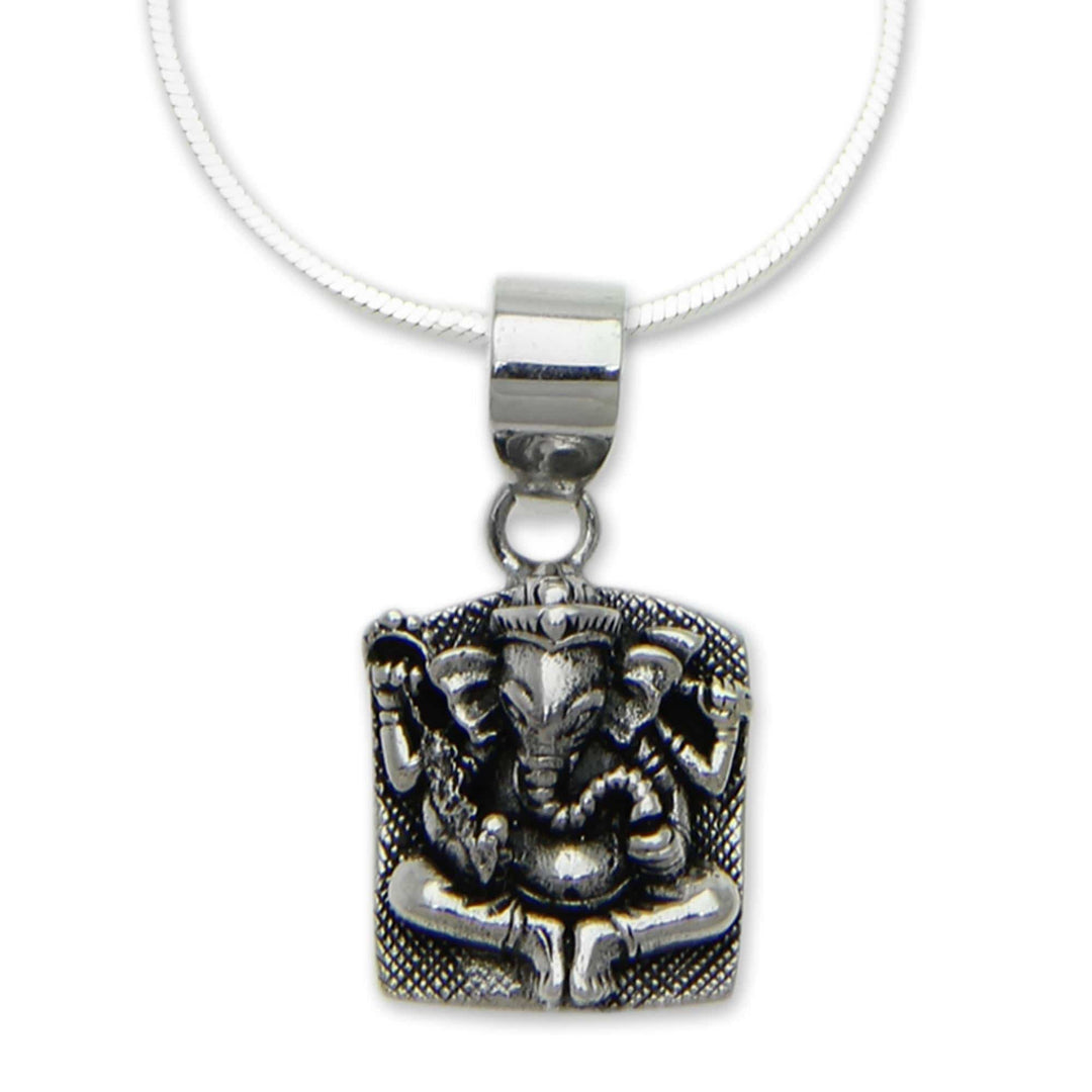 Sterling Silver Ganesha Necklace Ganesha in Meditation GlobeIn