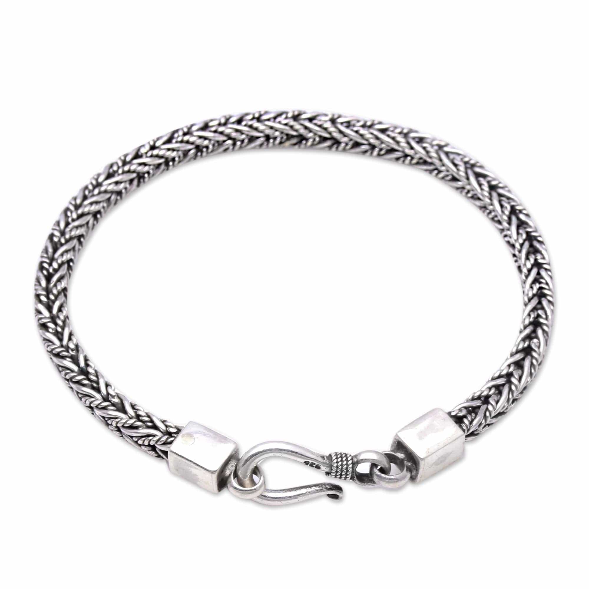 Sterling Silver Foxtail Chain Bracelet - Foxtail Rope – GlobeIn