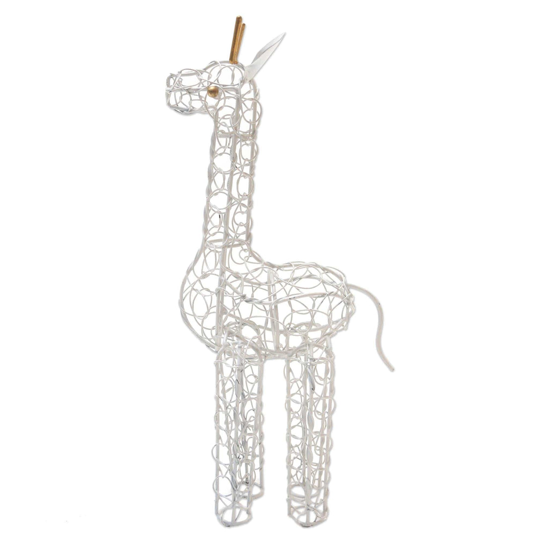White Wrought Iron Giraffe Statuette - Stand Tall – GlobeIn