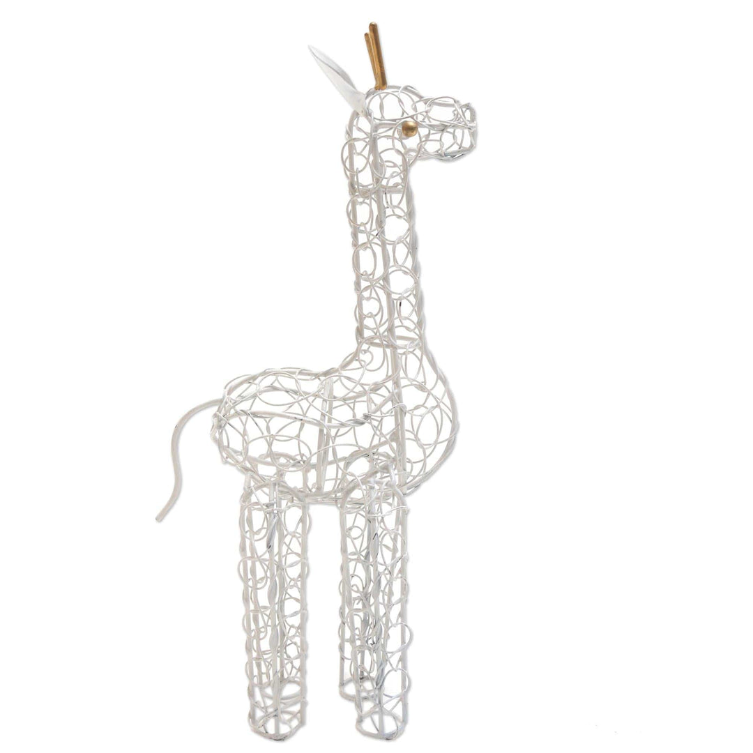 White Wrought Iron Giraffe Statuette - Stand Tall – GlobeIn