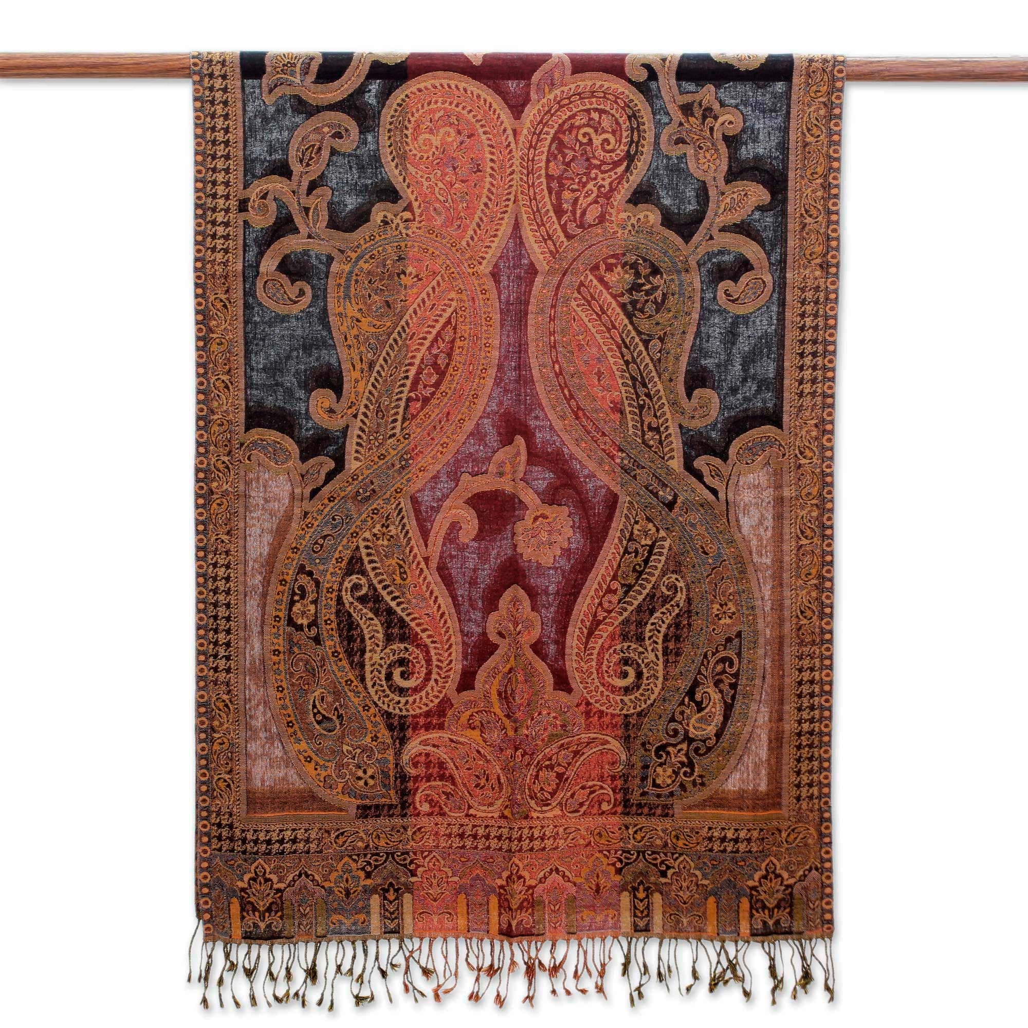 Multi Colored Wool Jamawar Shawl Wrap - Mughal Exuberance – GlobeIn