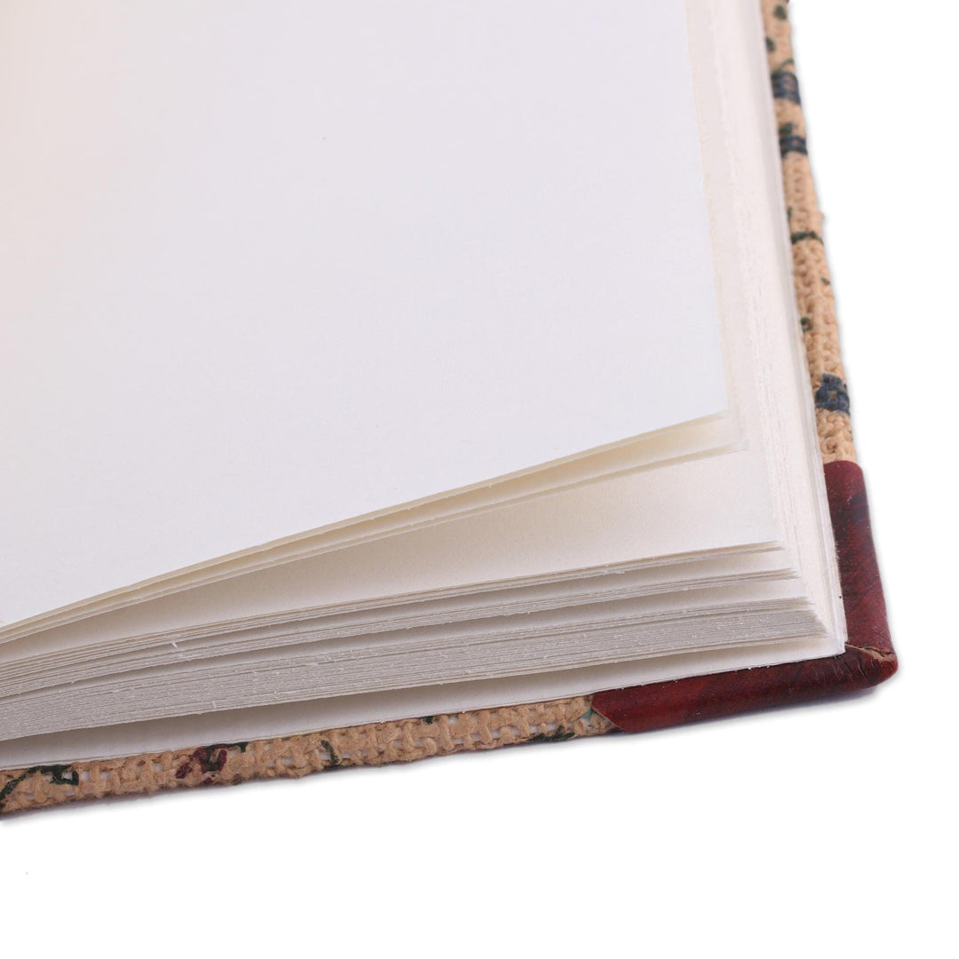 Handcrafted Floral Leather Accent Jute Journal from India - Flowering ...