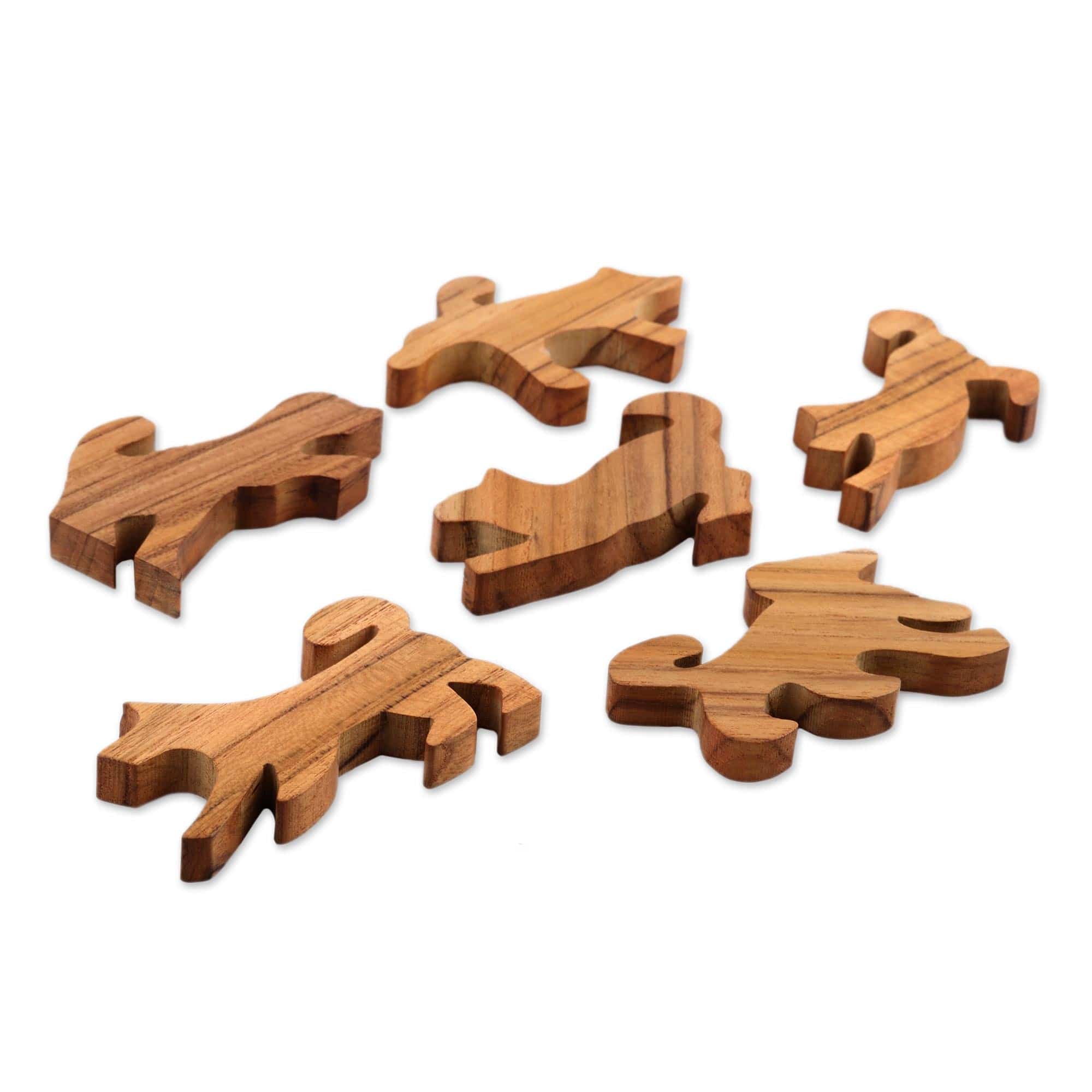 Hand Made Teak Dog-Themed Stacking Game (6 Pieces) - Ninja Dogs – GlobeIn