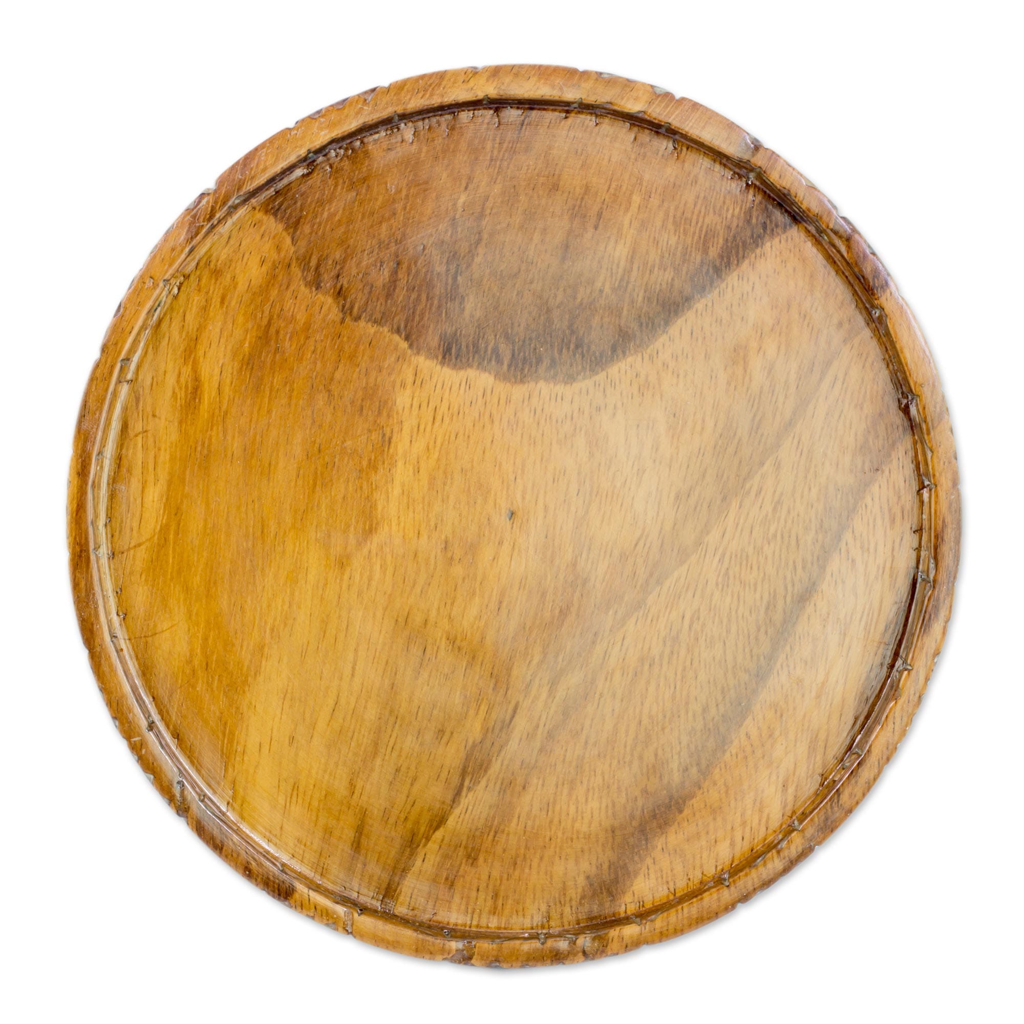Hand Carved Round Conacaste Wood Tray from Guatemala - Natural Circle ...