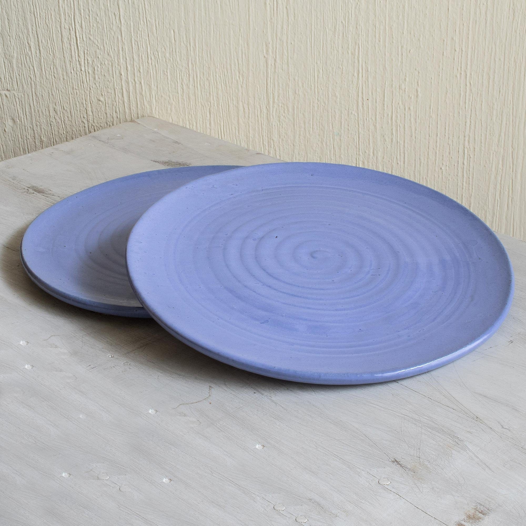Periwinkle Ceramic Plates from Honduras (Pair) - Dinner with Family ...