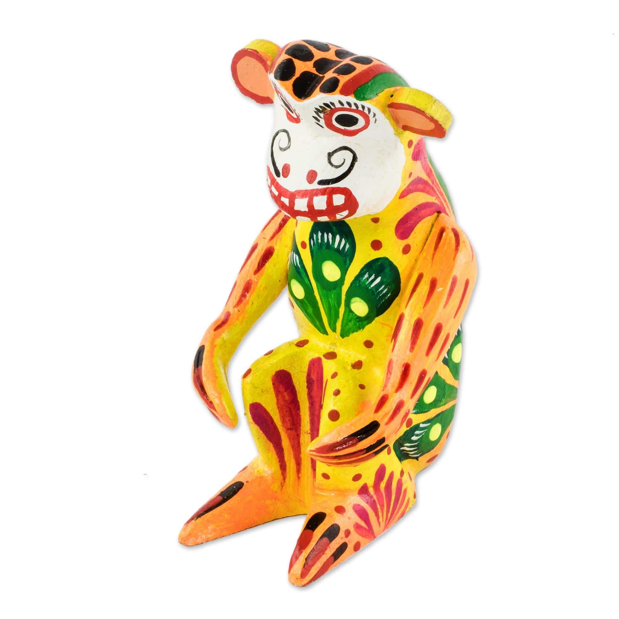 Small Yellow Monkey Figurine in Pinewood - Yellow Monkey – GlobeIn