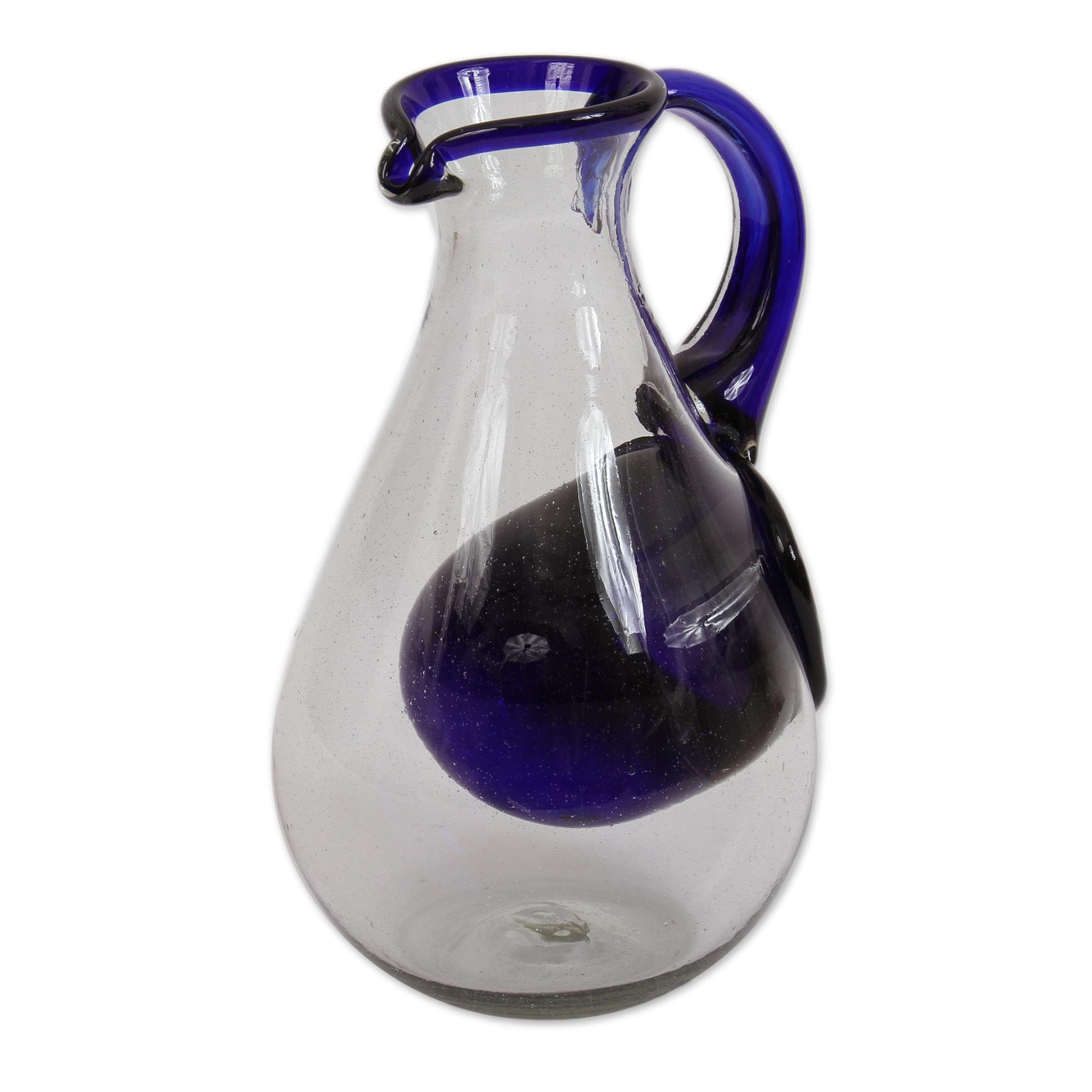 Handblown Recycled Glass Pitcher with Ice Chamber - Fresh Ocean – GlobeIn