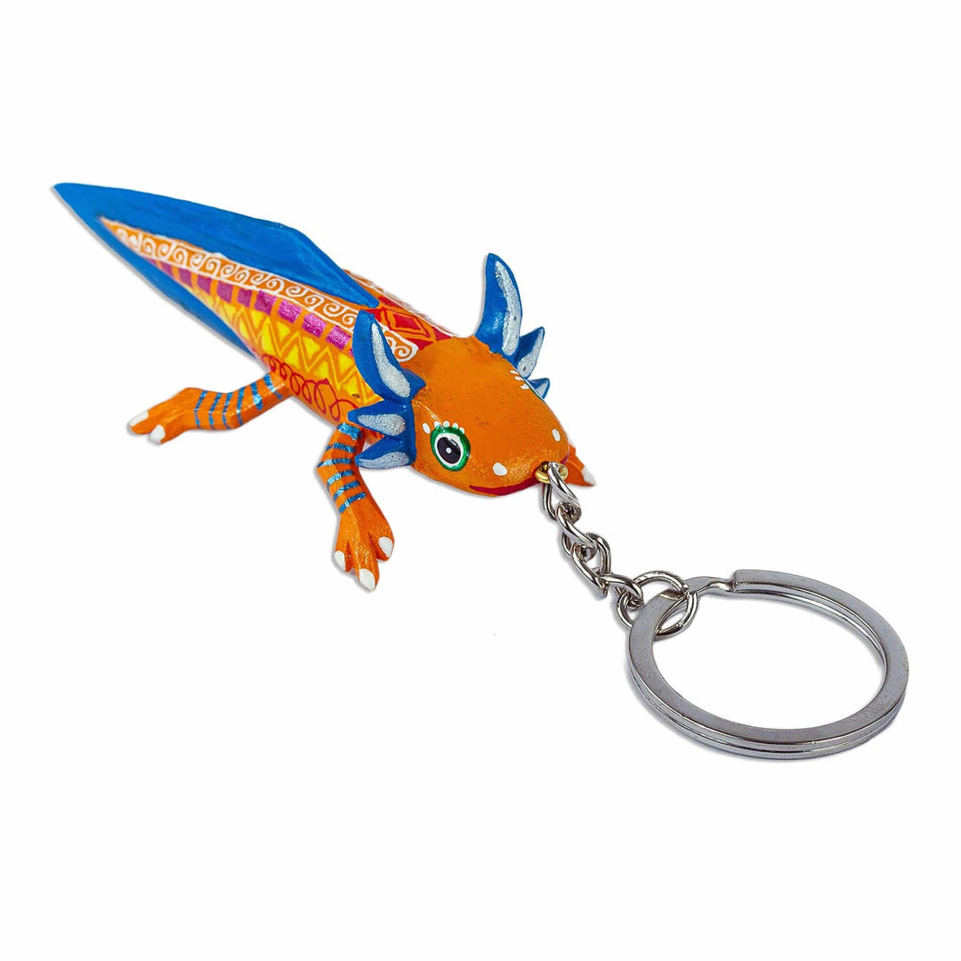 Alebrije-Style Wood Key Fob - Mango Axolotl – GlobeIn